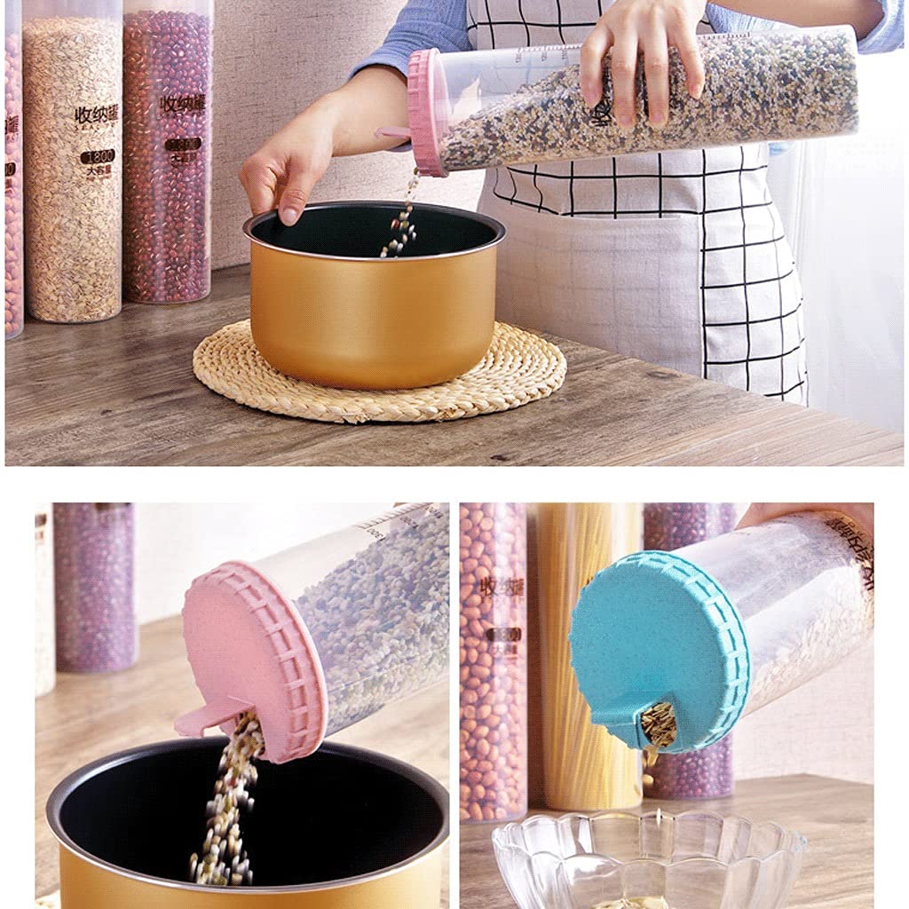 FSHAN Kitchen Jars Airtight Food Storage Containers with Lids 1.8L Pasta Cereal Containers Tall Clear Spaghetti Pasta Storage Container Set Useful Container Set (Color : 2pcs Pink)