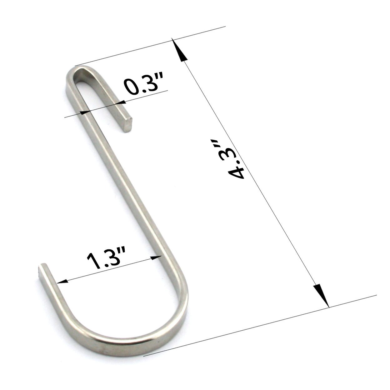 RuiLing Flat Style Premium Stainless Steel S Hook Cookware Universal Pot Rack Hooks Sturdy Hanging Hooks - Multiple uses for Kitchenware, Pots, Utensils, Plants, Towels - Set of 10