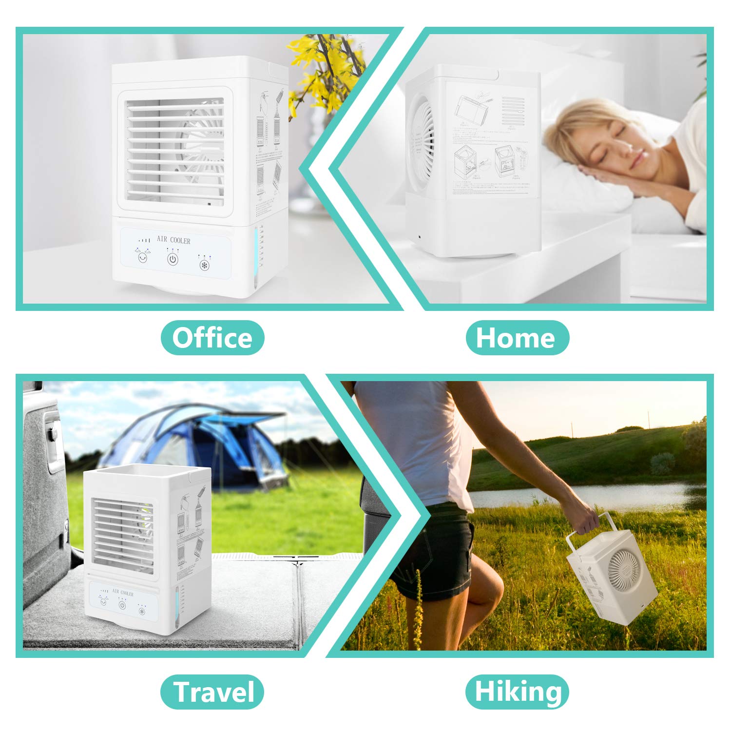 Evaporative Air Cooler 5000mAh Battery Operated Personal Portable Air Conditioner for Room Office Table Outdoor-700ML Water Tank Auto Oscillation