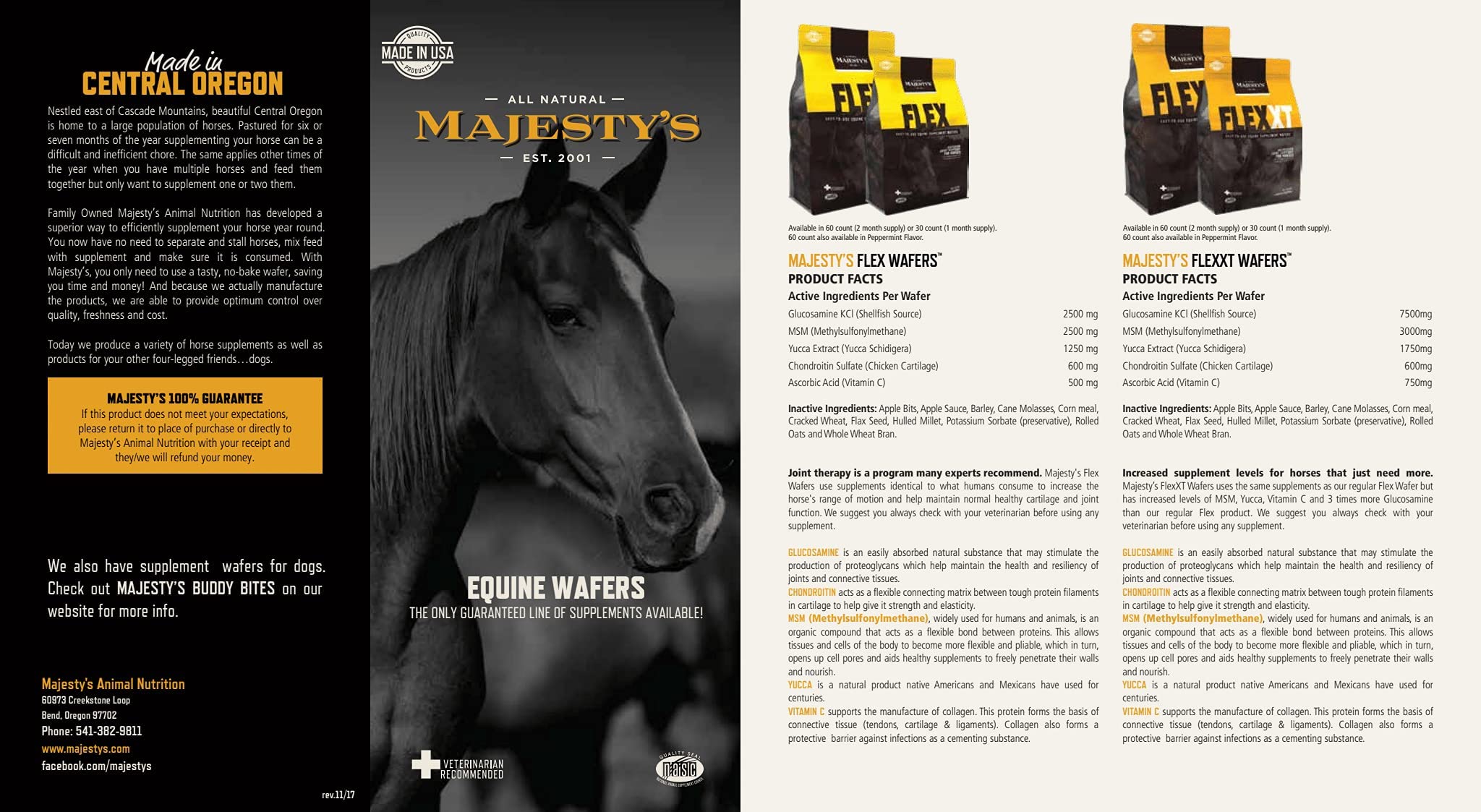 Majesty's Flex Wafers - Superior Horse/Equine Joint Support Supplement - Glucosamine, MSM, Chondroitin, Yucca, Vitamin C (Regular, 2 Pack (120 Count Total))
