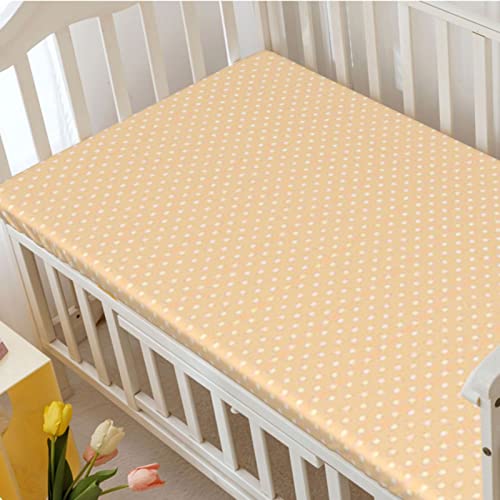 Polka Dot Themed Fitted Crib Sheet,Standard Crib Mattress Fitted Sheet Soft Toddler Mattress Sheet Fitted-Baby Crib Sheets for Girl or Boy,28β x52β,Champagne White