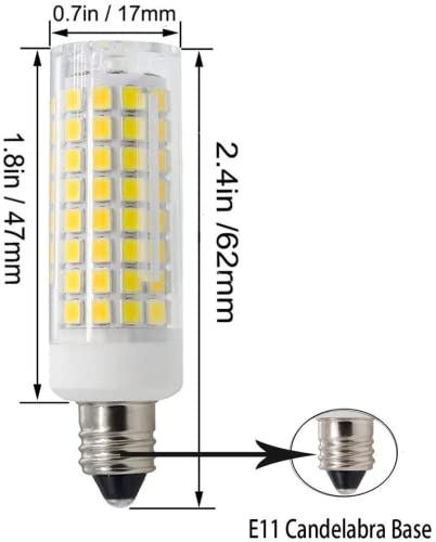 Hhong E11led Bulb Chandelier Light Bulbs Candelabra led Light Bulbs 8W 850 lumens Equal 75w 100w of a Halogen lamp Color Temperature 6000K(4pcs), E11 Sunlight White 4pcs, 4 Count (Pack of 1)