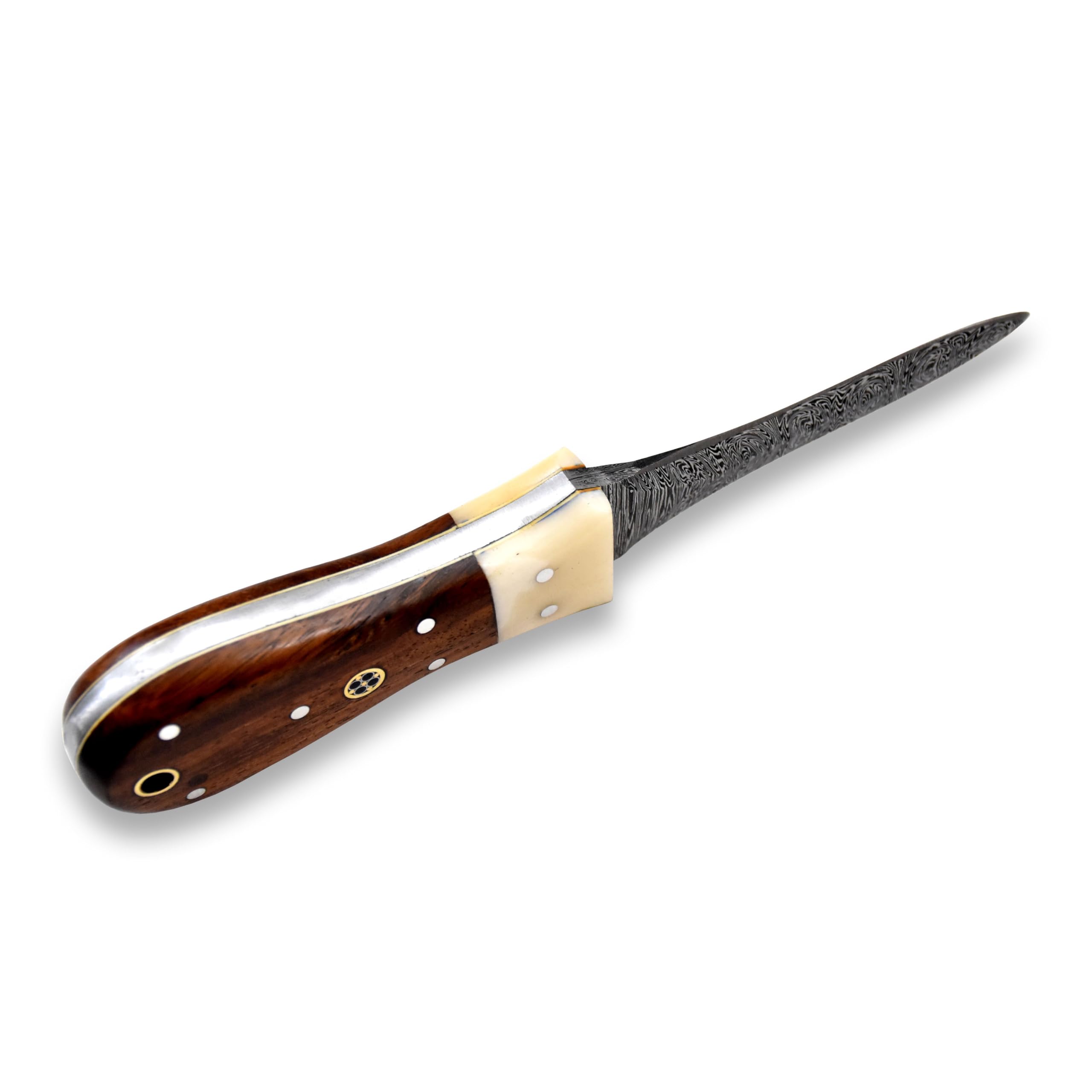 Premium Oyster Shucker Knife Oyster Knife Damascus Steel Clam Knife Resin Handle Leather Sheath Seafood Opener Kit Tool Non Slip Handle (Resin Handle)