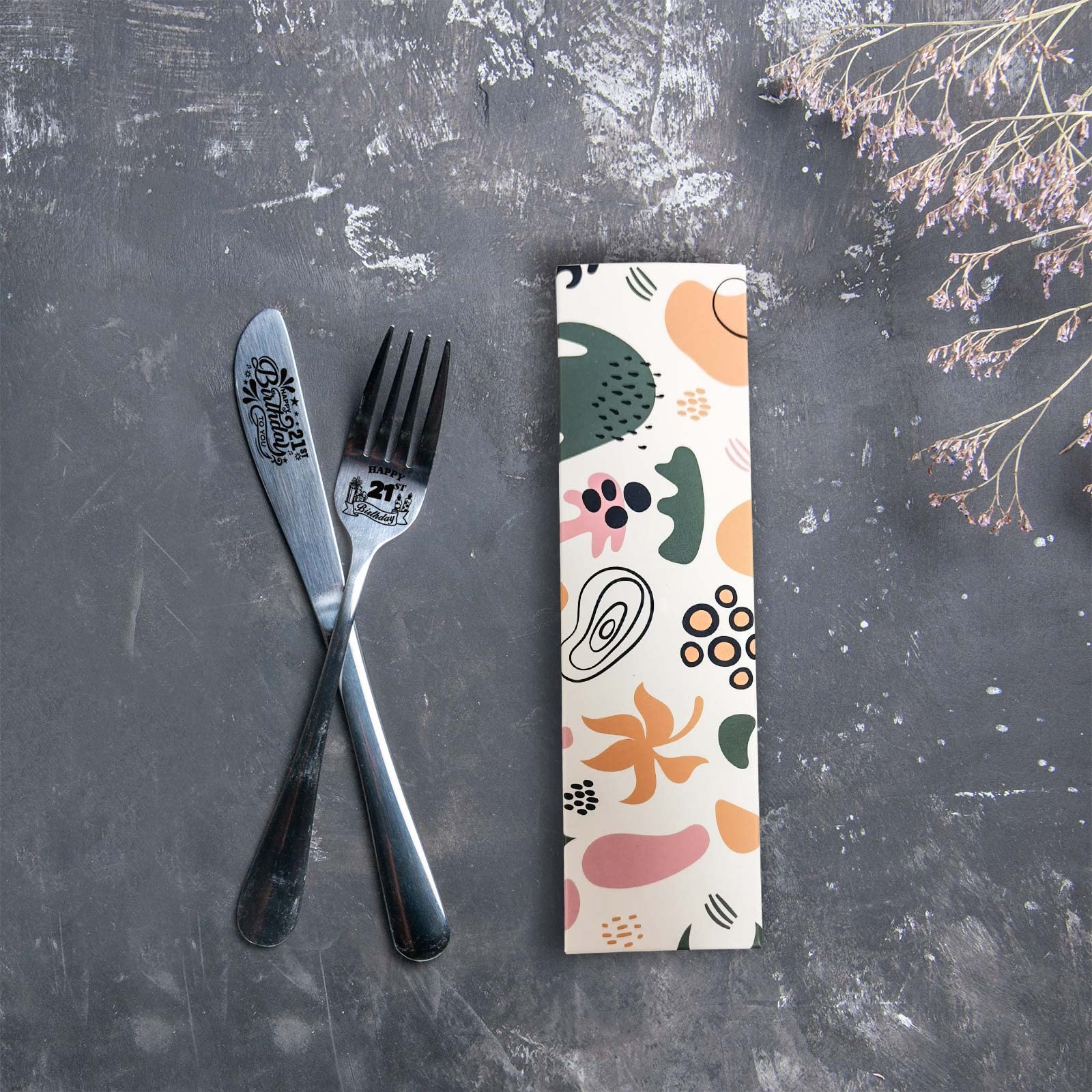 Happy 21st Birthday Dinner Fork&Kinfe Gifts Engraved Fork&Kinfe Personalized Birthday Gifts Idea for Her Him Girlfriend Boyfriend Son Daughter Sister Brother Friends