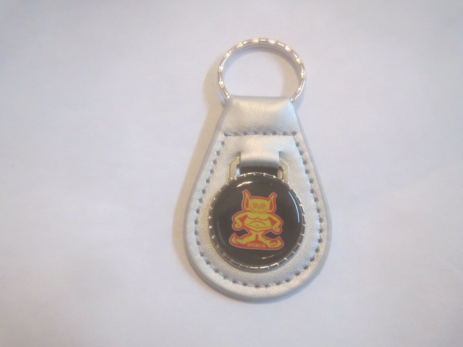 GREMLIN MAN LOGO LEATHER KEYCHAIN - SILVER