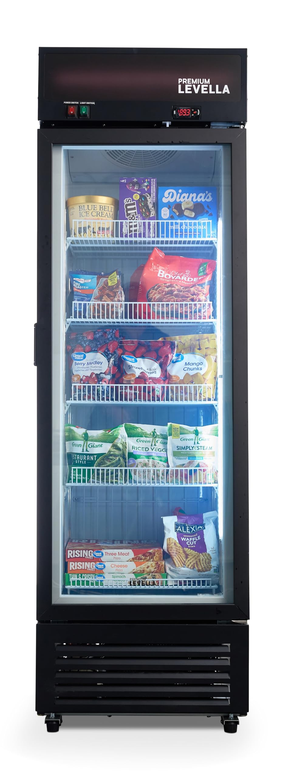 PremiumLevella PFV127DX 11.6 Cu. Ft. Frost Free Glass Door Display Freezer- Black