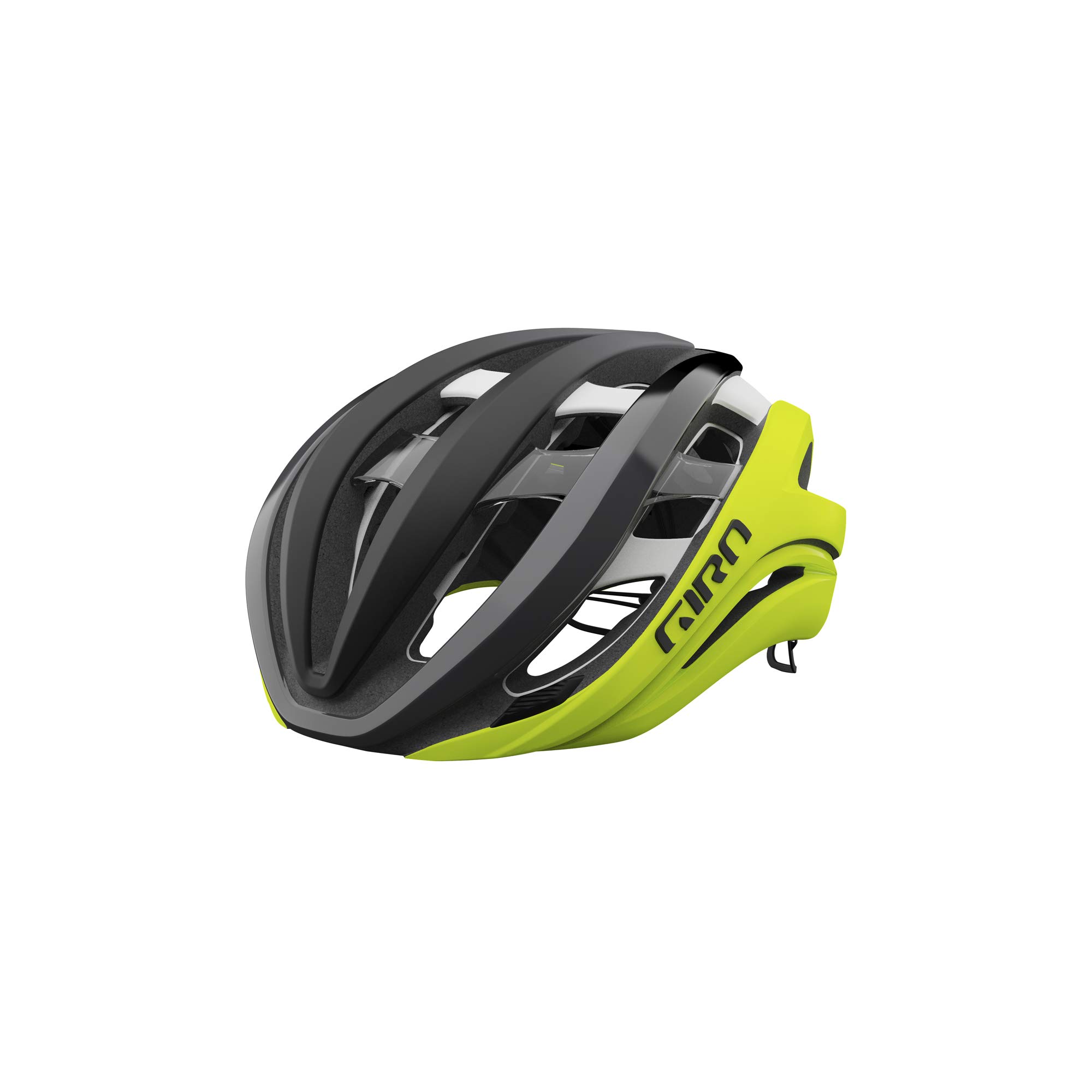 Giro Aether Spherical Adult Road Cycling Helmet - Matte Black Fade/Highlight Yellow (2021), Medium