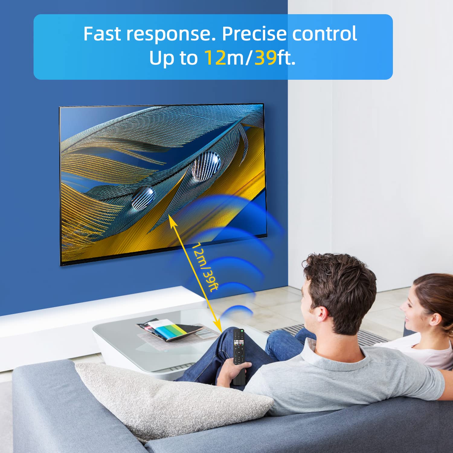 Gvirtue Voice Remote Control RMF-TX520U for Sony TV, Replacement for Sony Bravia OLED LED 4K 8K UHD Smart Google TV, with YouTube, Netflix, Disney+, Prime Video Buttons (6.0 Version)
