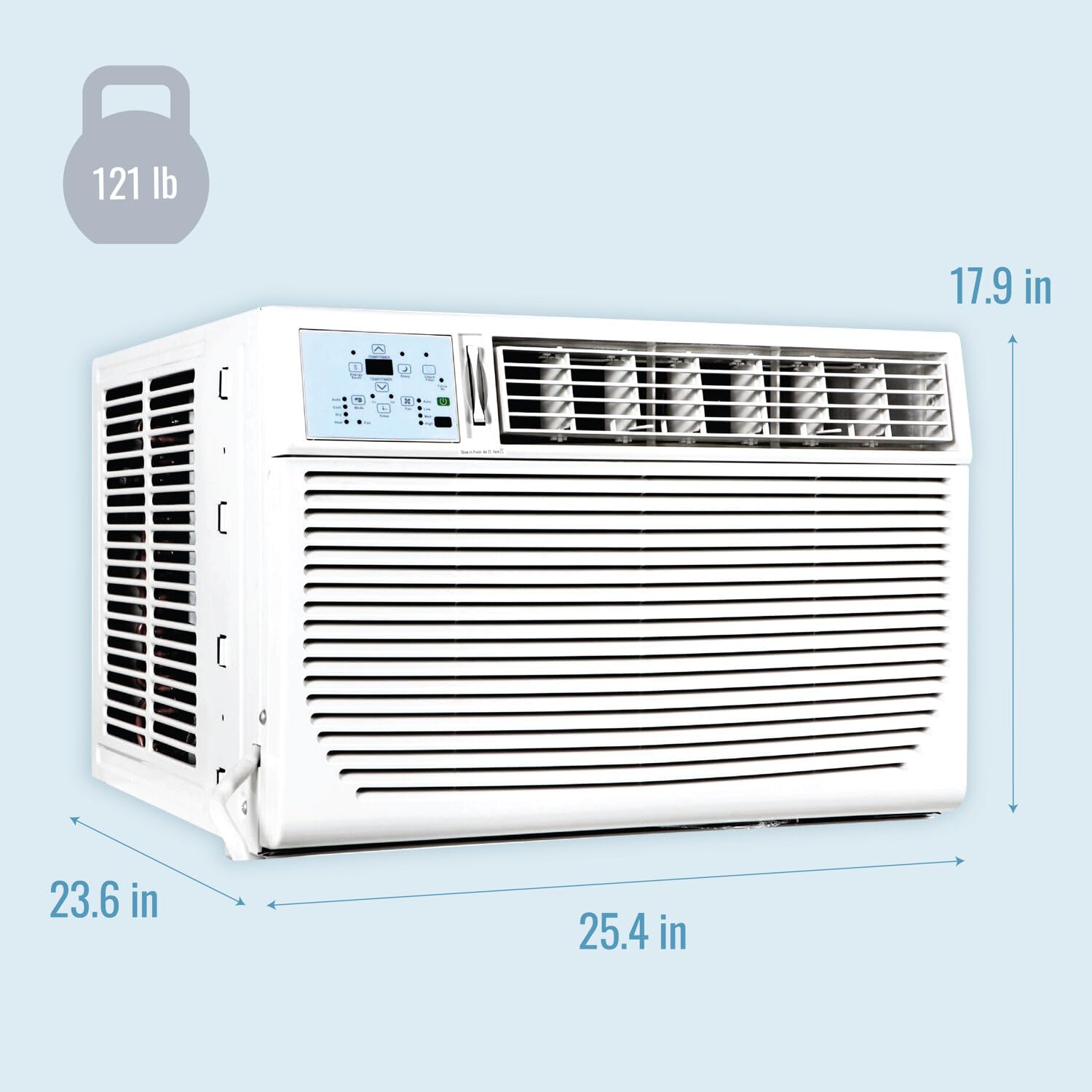 Keystone 24,000 BTU Window Air Conditioner with Dehumidifier and Supplemental Heat, 230V, Window AC for Extra Large Rooms up to 1500 Sq. Ft. with Remote Control, 3 Speeds, and Washable Filter, White