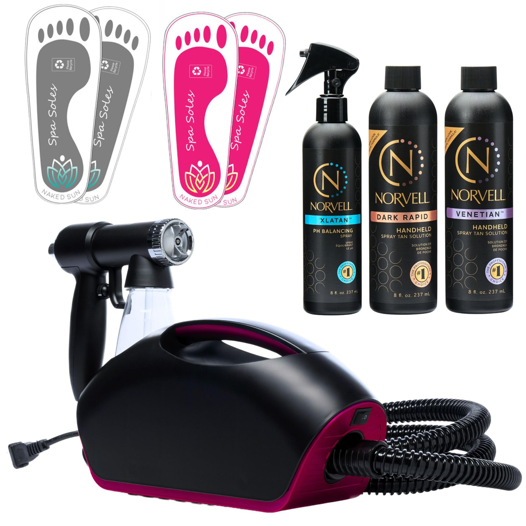 Fascination Spray Tanning Kit Machine Bundle with Tanning Solutions and Prep Spray