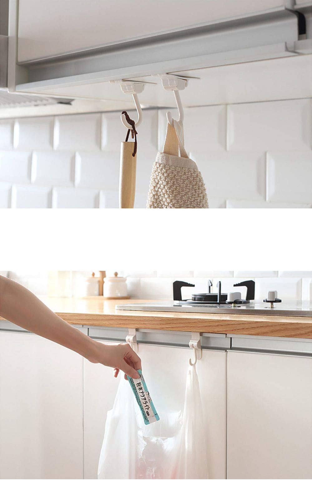 Saim 10Pcs Plastic Hooks Clip Design Firm Hanger ABS Smooth and Bright Suitable for Bathroom Kitchen Bedroom Offices