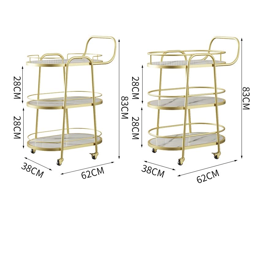 N/A Dining Car Trolley Hotel Business Restaurant Mobile Cake Delivery Car Iron Multi-Functional Hand Push Home Bar Cart (Color : B, Size : 3 Layer)