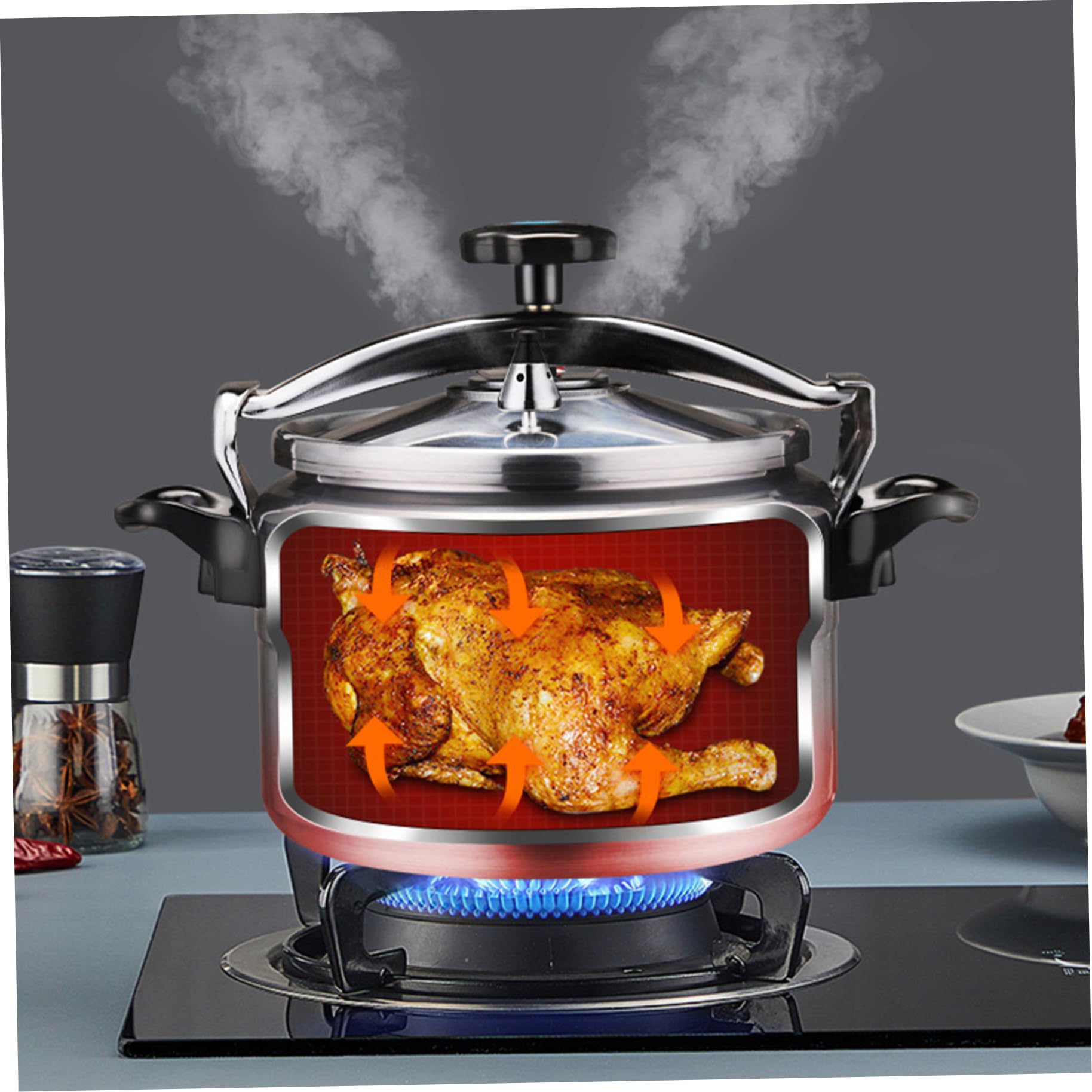 Pressure Cooker Aluminum Pressure Canner with Safely Valve 4L Large Capacity Canning Pot Induction Cookware with Anti-Scald HandlesPressure Cookers