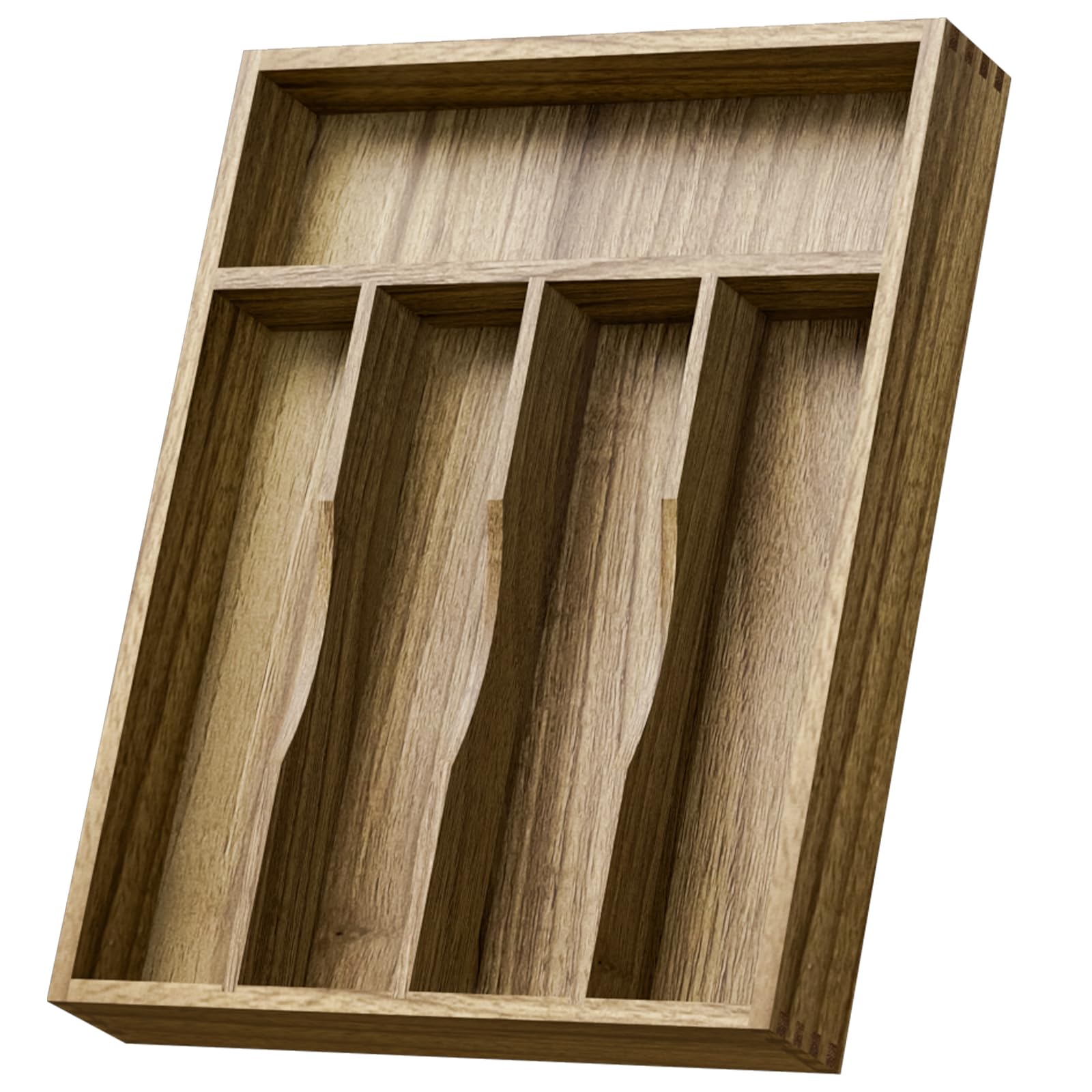 Kiasthome Acacia Wood Kitchen Silverware Drawer Organizer, Expandable Utensil Cutlery Drawer Organizer with Dividers, Flatware Organizer Silverware Tray for Spoon, Fork, 13''-20''x16.9'' (7-9 Slots)