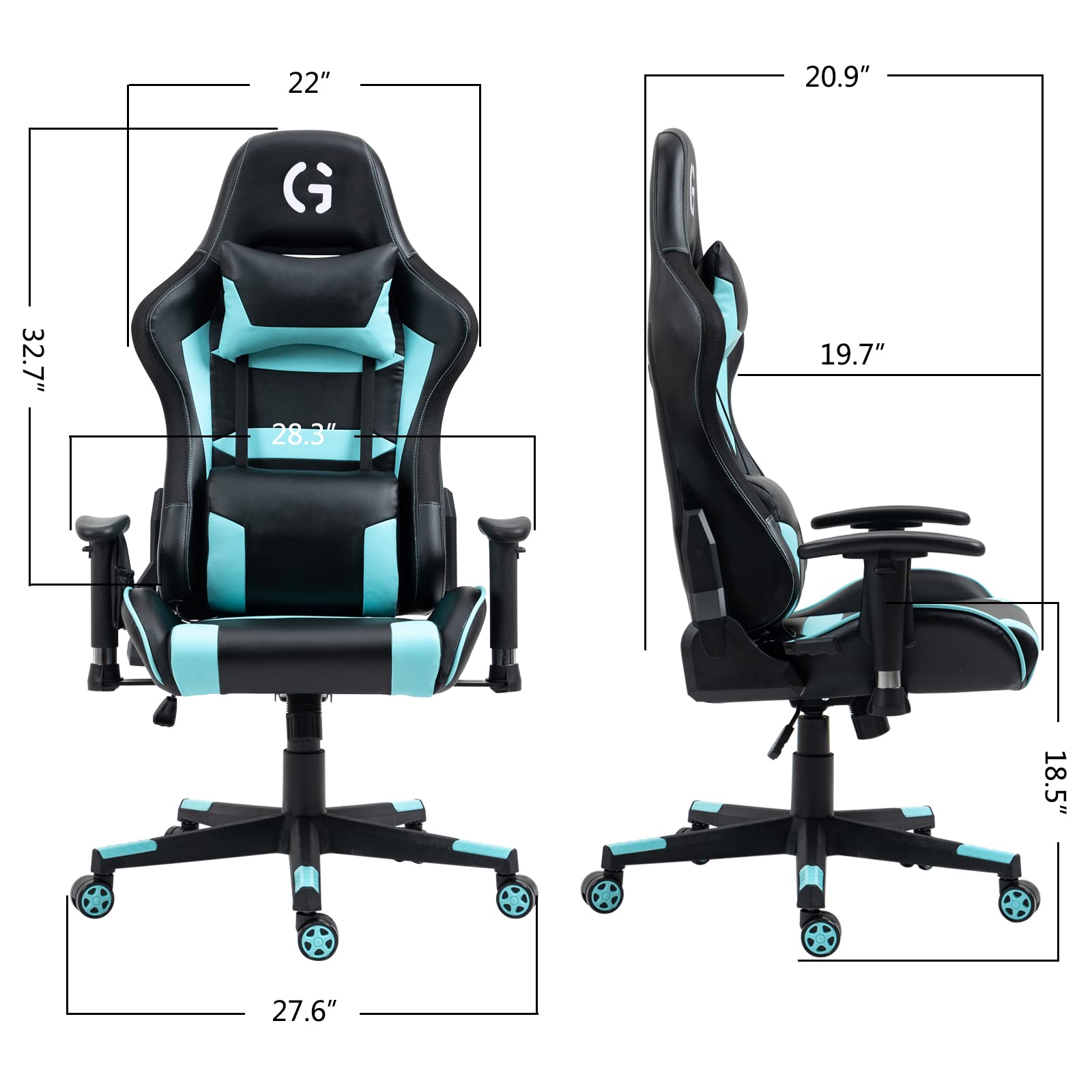 Gaming Chair with LED RGB Lights Ergonomic Office Computer Desk Chair Swivel Recliner, Black Red