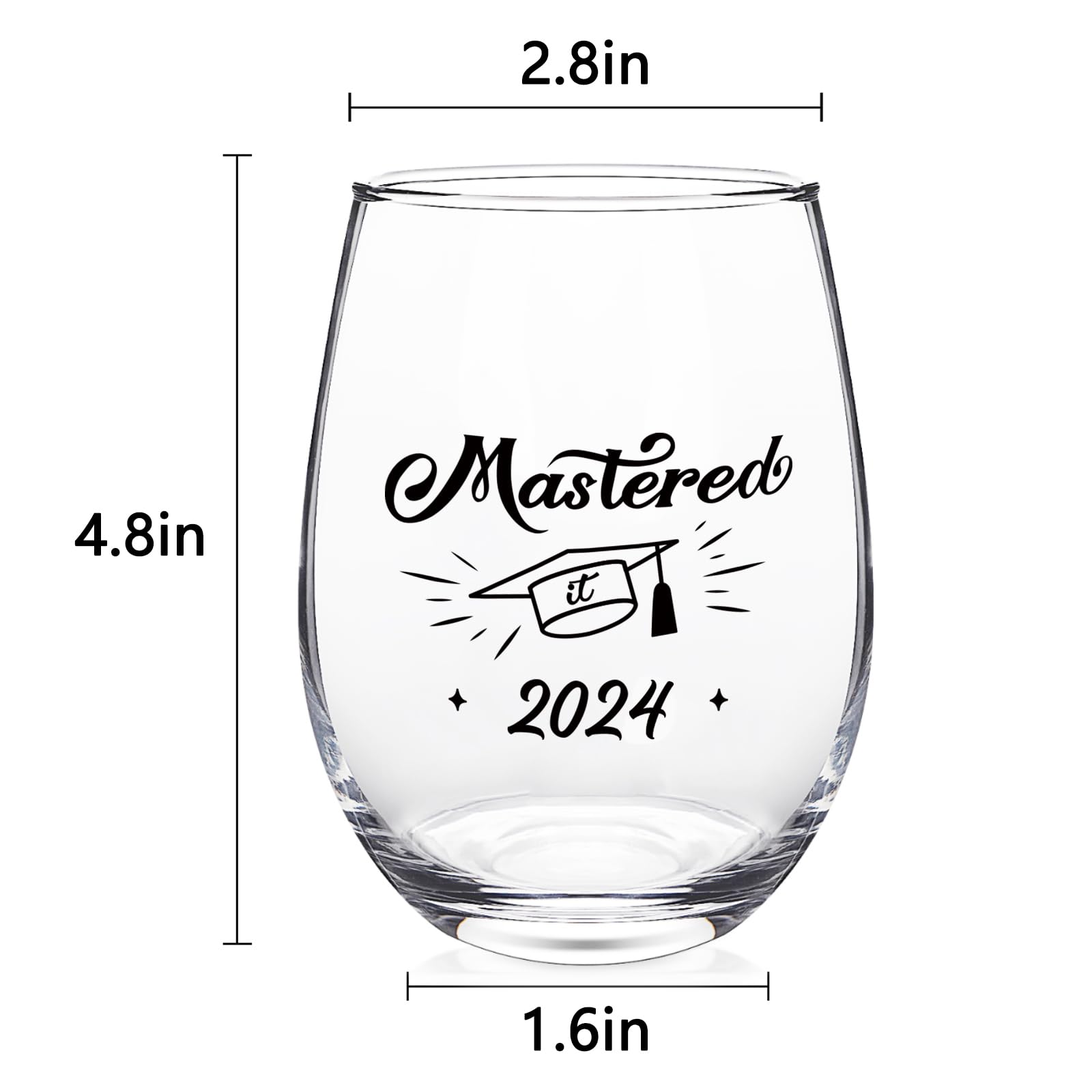 Futtumy Graduation Gift, Mastered it 2023 Stemless Wine Glass 17oz, Graduation Wine Gift for Him Her College and High School Graduates, College Graduation Gift 2023 Graduation Gift MBA Graduation Gift