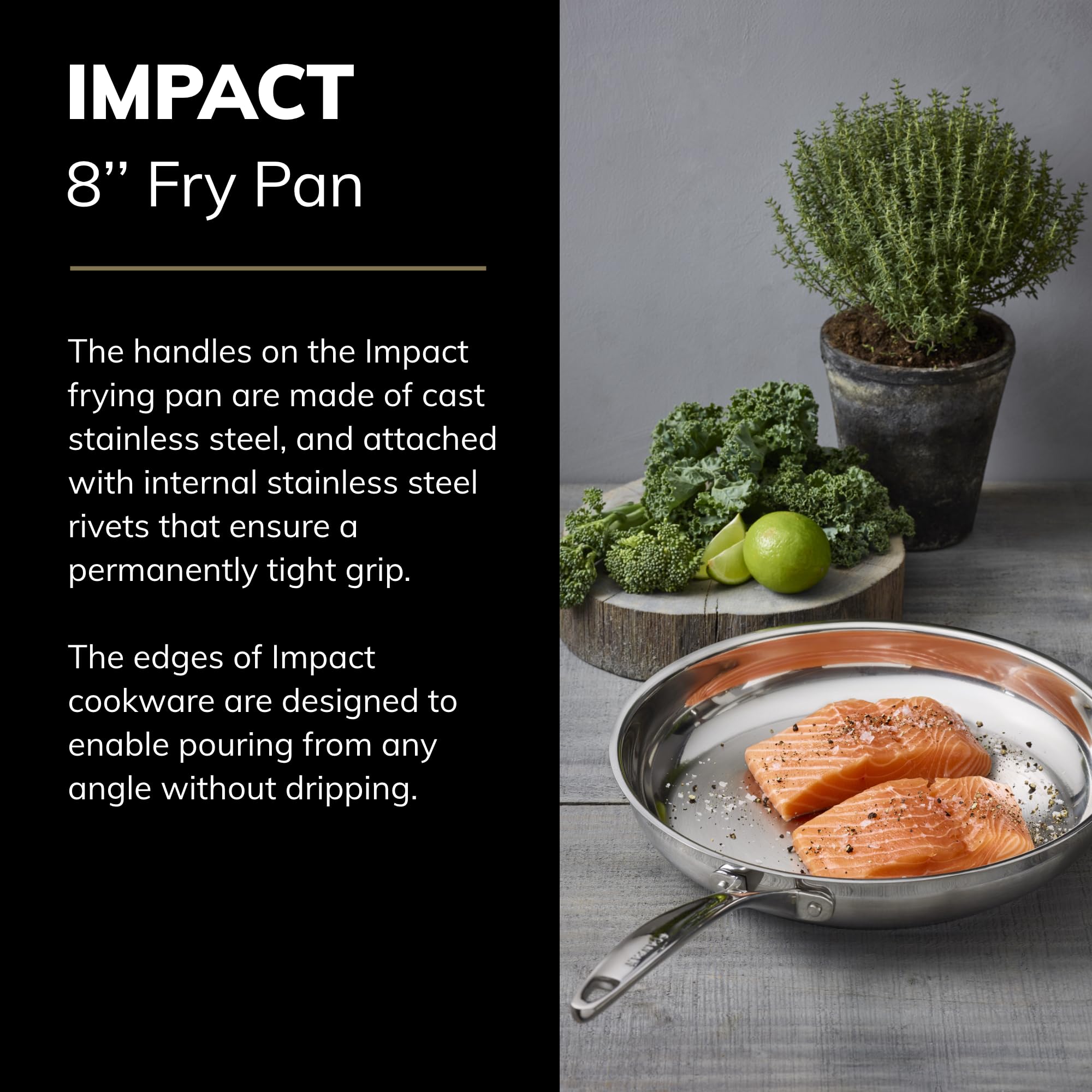 Scanpan Impact 8” Fry Pan - Made of Durable 18/10 Stainless Steel - Dishwasher & Oven Safe