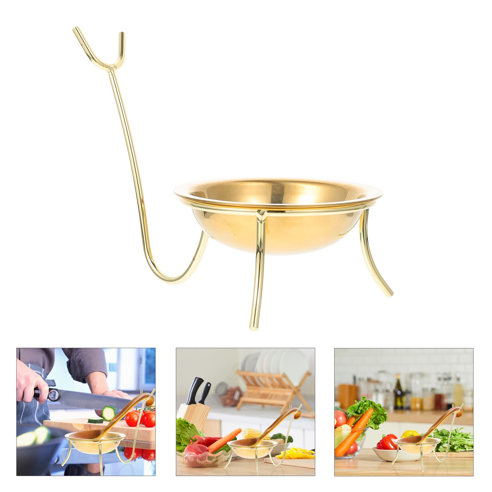 Hemoton 1pc Bracket Stainless Steel Spoon Holder Chef Spoon Rest Kitchen Storage Rack Cooking Utensils Stand Stainless Steel Spoon Rack Utensil Rack Tower Ladle Rest Dining Table Decorate
