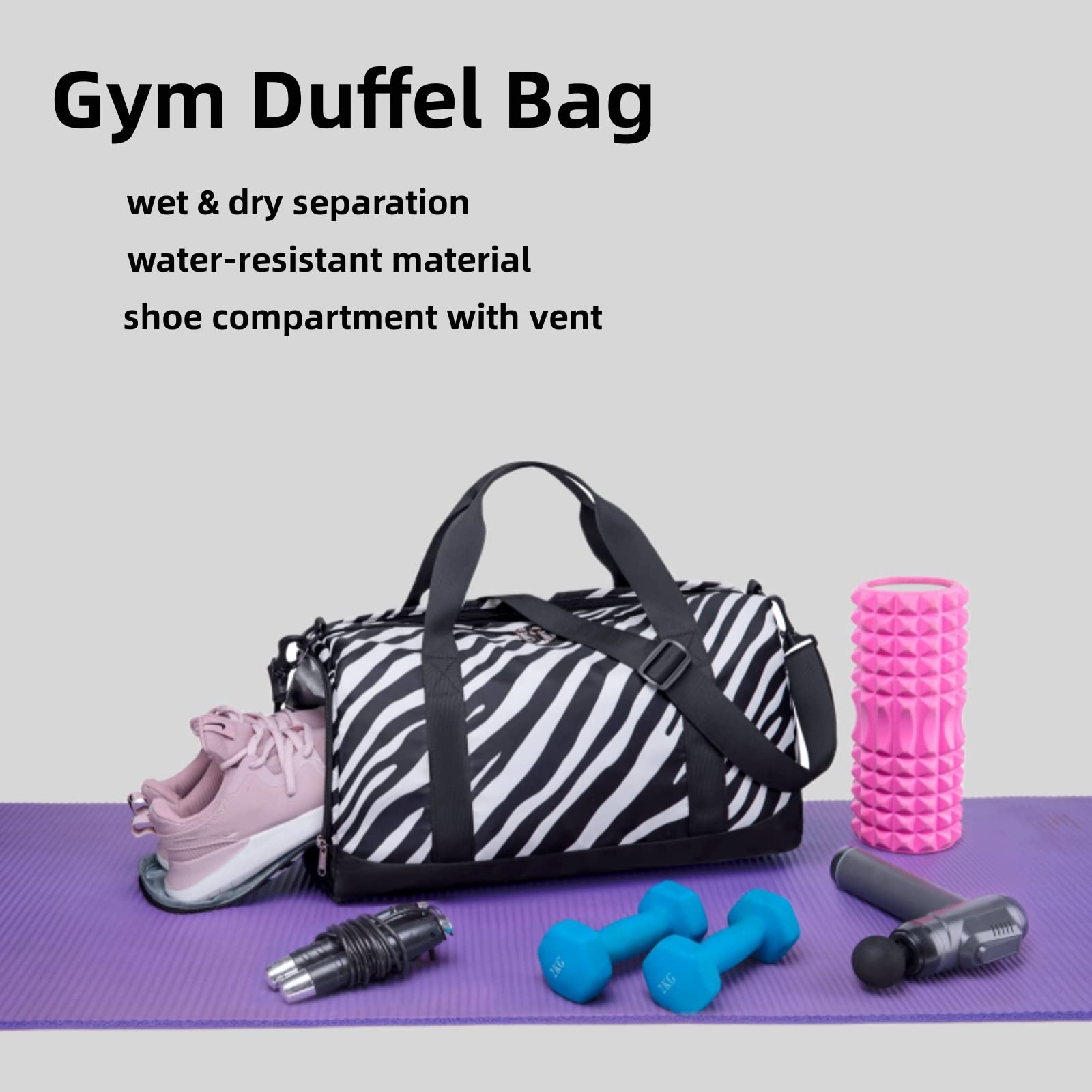 Gym Bag for Women Small Duffel Bag with Shoe Compartment and Wet Pocket Travel Duffle Bag Carry On Weekender Bag Workout Bag