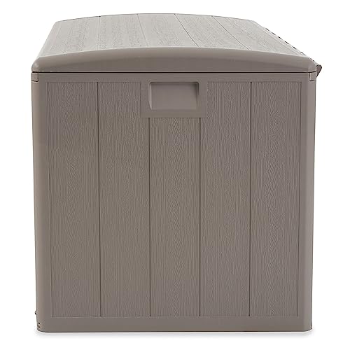 Plastic Development Group 130 Gallon Multipurpose Outdoor Backyard Patio Storage Deck Box Container with Soft Close Lid, Gray