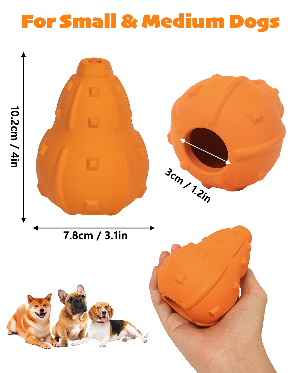 SCHITEC Treat Dispensing Dog Toy, Interactive Puzzle Feeder Fillable Enrichment Toys, Tough Rubber Puppy Chew Toy for Small Medium Dogs