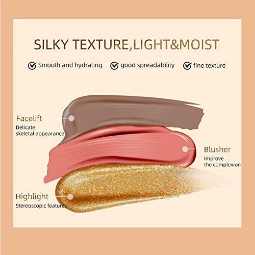 GL-Turelifes Liqiud Contour Beauty Wand, Liquid Highlighter and Bronze Stick with Cushion Applicator Attached Easy to Blend Brightens Facial Gloss Makeup Multi Functional Cosmetic (#1)