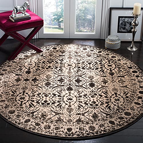 SAFAVIEH Brilliance Collection 6'7" Round Cream / Black BRL502C Vintage Oriental Area Rug