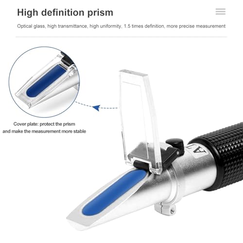 KYKYK Refractometer, W50 Hand Held 0-80% Alcohol Refractometer ATC Spirits Tester Meter Alcoholometer Liquor Wine Content Tester with Retail Box for Fruit, Homebrewing, Juice, Vegetables
