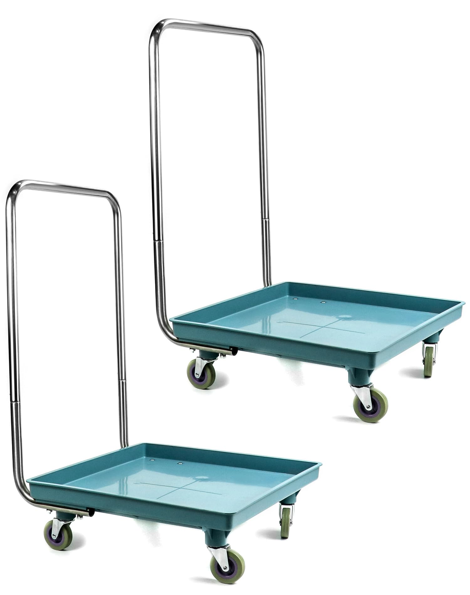 QWORK Warewashing Rack Dolly, 2 Pack, 21.26" x 21.26" x 34.65", 200 Lbs Load Capacity, with Detachable Handle and 4 Swivel Casters, 1 Pack