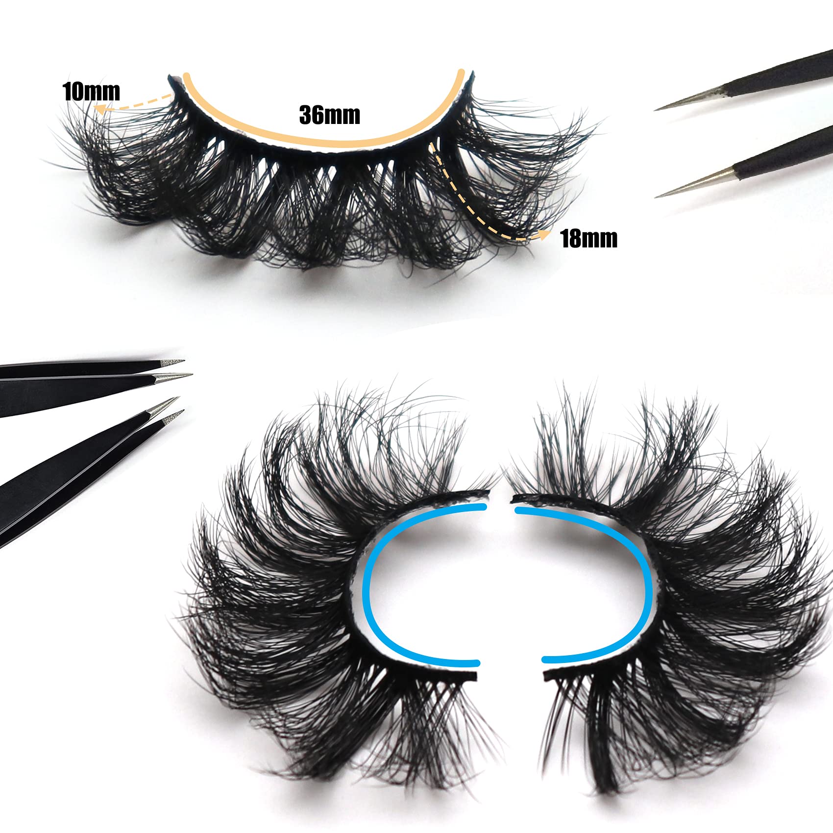 Fyonas False Lashes Dramatic 20MM Super Fluffy Cosplay Faux Mink Eyelashes Criss-Cross Volume Reusable 7 Pairs Eye Lashes Set Pack