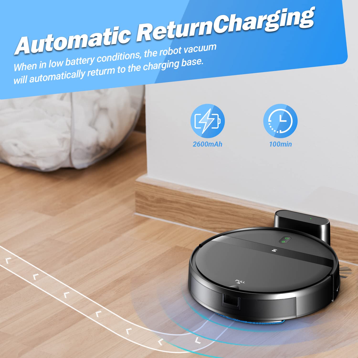 MANVINS Robot Vacuum and Mop Combo, Robotic Vacuum with WiFi/App/Alexa, Tangle-Free Suction, Automatic Recharge, Slim, Quiet, Robot Vacuum Cleaner for Pet Hair/Carpet/Hard Floor