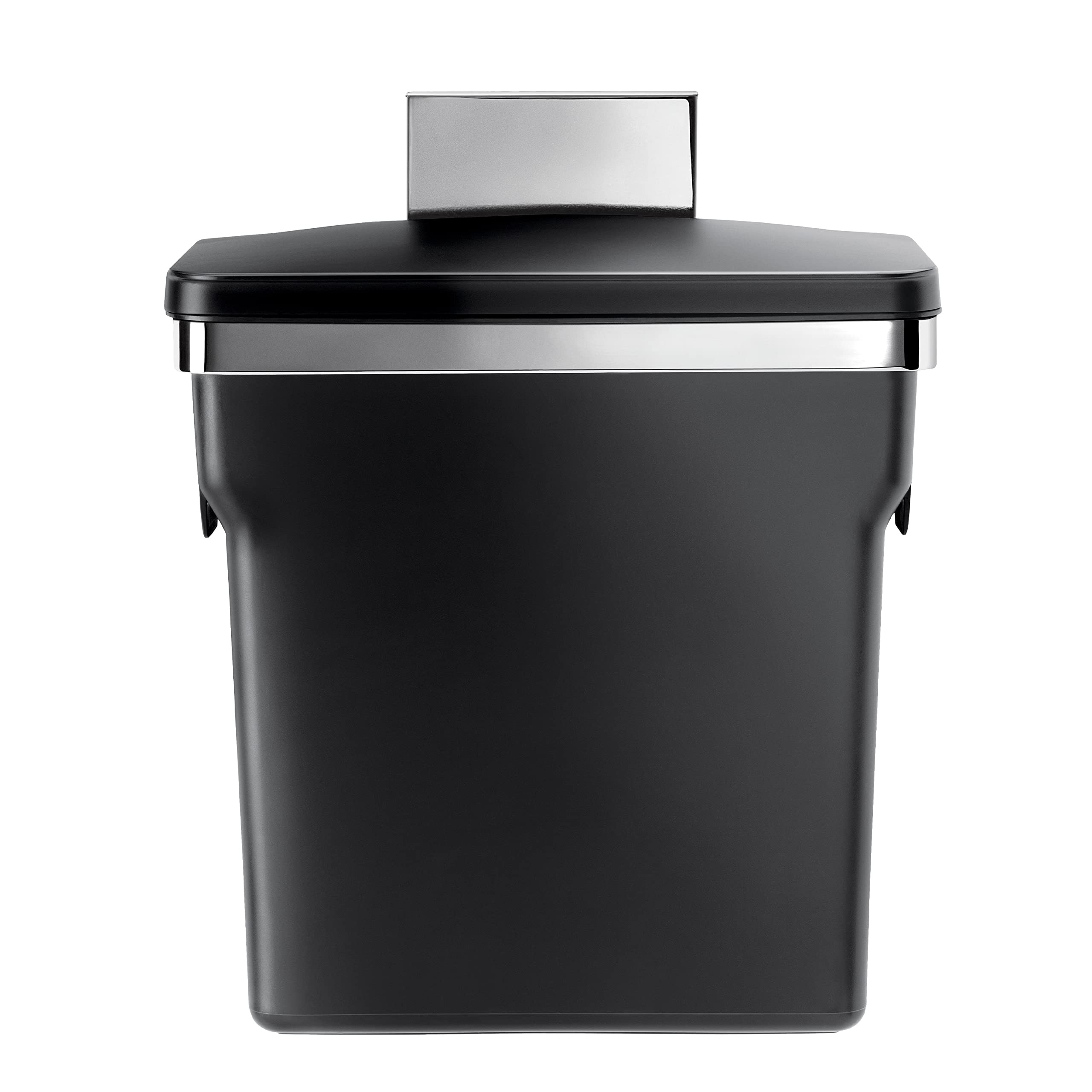 simplehuman 35 Liter / 9.3 Gallon Dual Compartment Under Counter Kitchen Cabinet Pull-Out Recycling Bin and Trash Can & 10 Liter / 2.6 Gallon in-Cabinet Trash Can Heavy-Duty Steel Frame, Black
