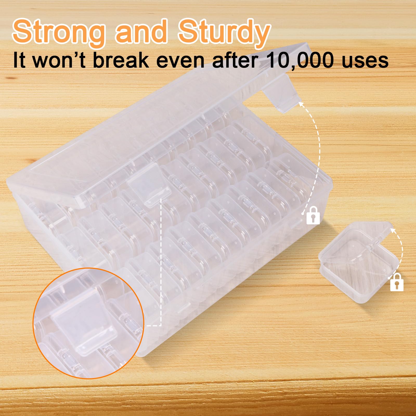 MAOTTIE Small Bead Organizers and Storage with Ractangle Hinged Lid, 31 Pcs Bead Organizer Box Plastic Mini Clear Bead Storage Containers Case for Jewelry Craft Diy Nail Diamond Bracelet Making