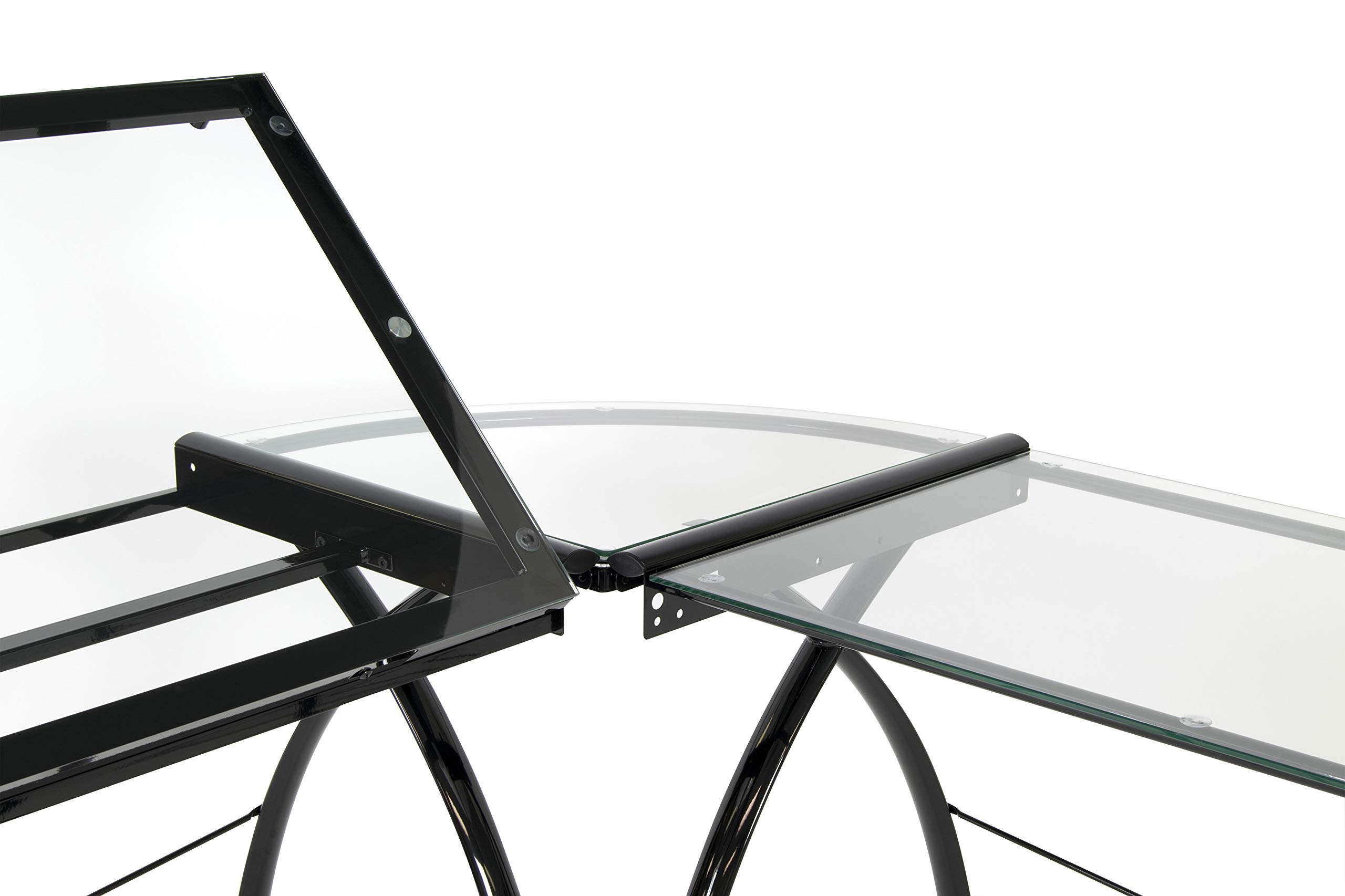 SD STUDIO DESIGNS Futura LS WorkCenter with Tilt Top Adjustable Drafting Table Craft Table Drawing Desk Hobby Table Writing Desk Studio Desk, Black / Clear Glass.