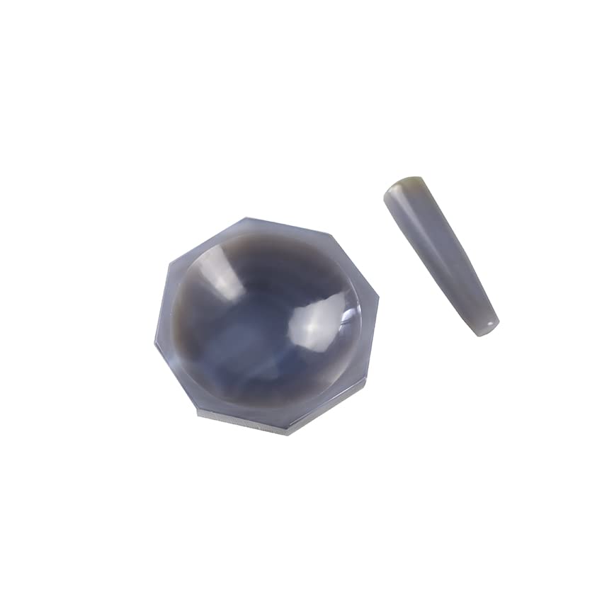 LAB4US Agate Mortar and Pestles Set ID 80mm Natural Agate Grinder for Lab Grinding Polished Brazilian Agate Internal Diameter 80mm, External Diameter 100mm; Depth 24mm; Hardness 7-7.2(80mm)