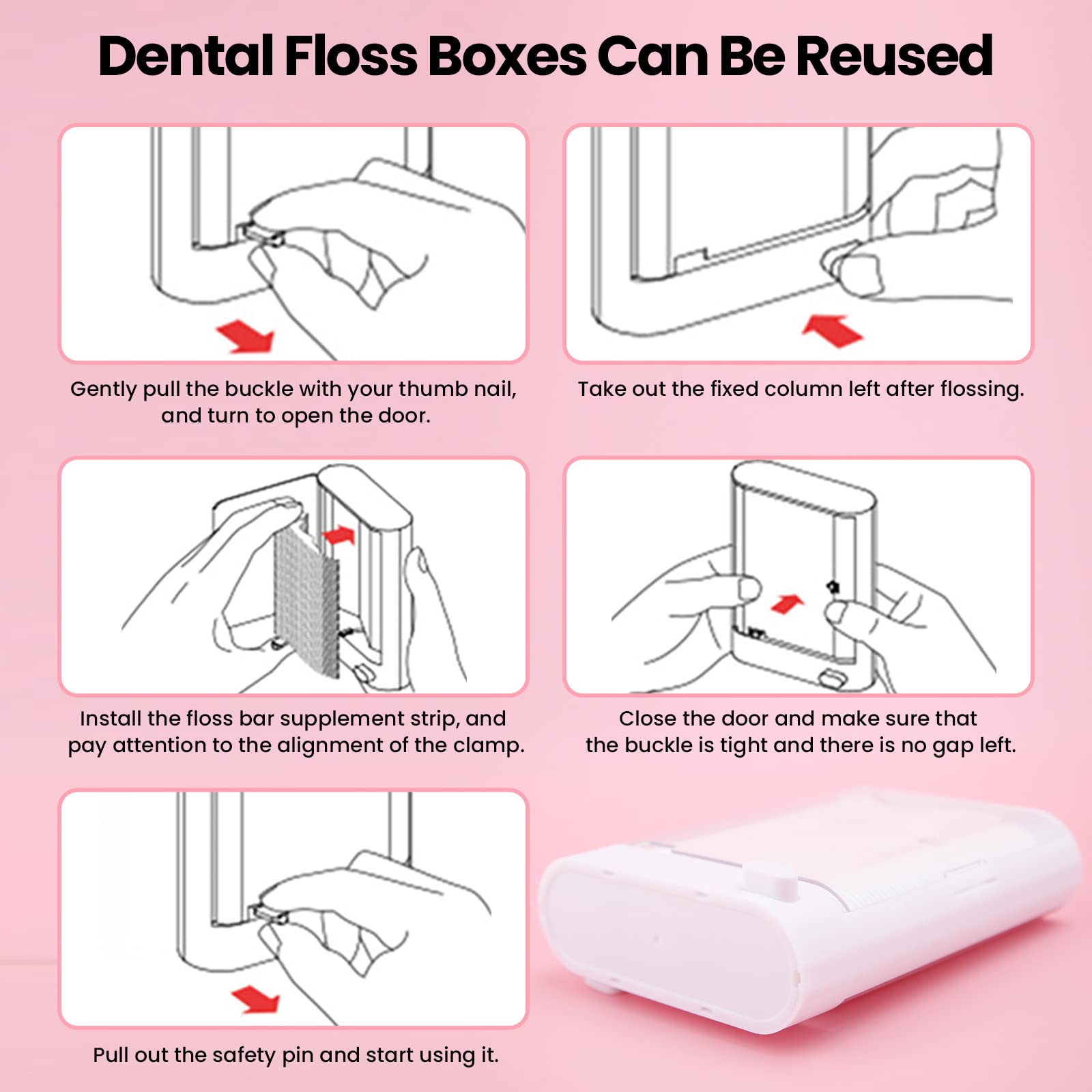Portable Dental Floss Picks, Dental Floss Picks Dispenser, Automatic Travel Case Floss Dispenser, Dispenser Refillable Floss Box Dental Floss Case with Flossing for Teeth Cleaning
