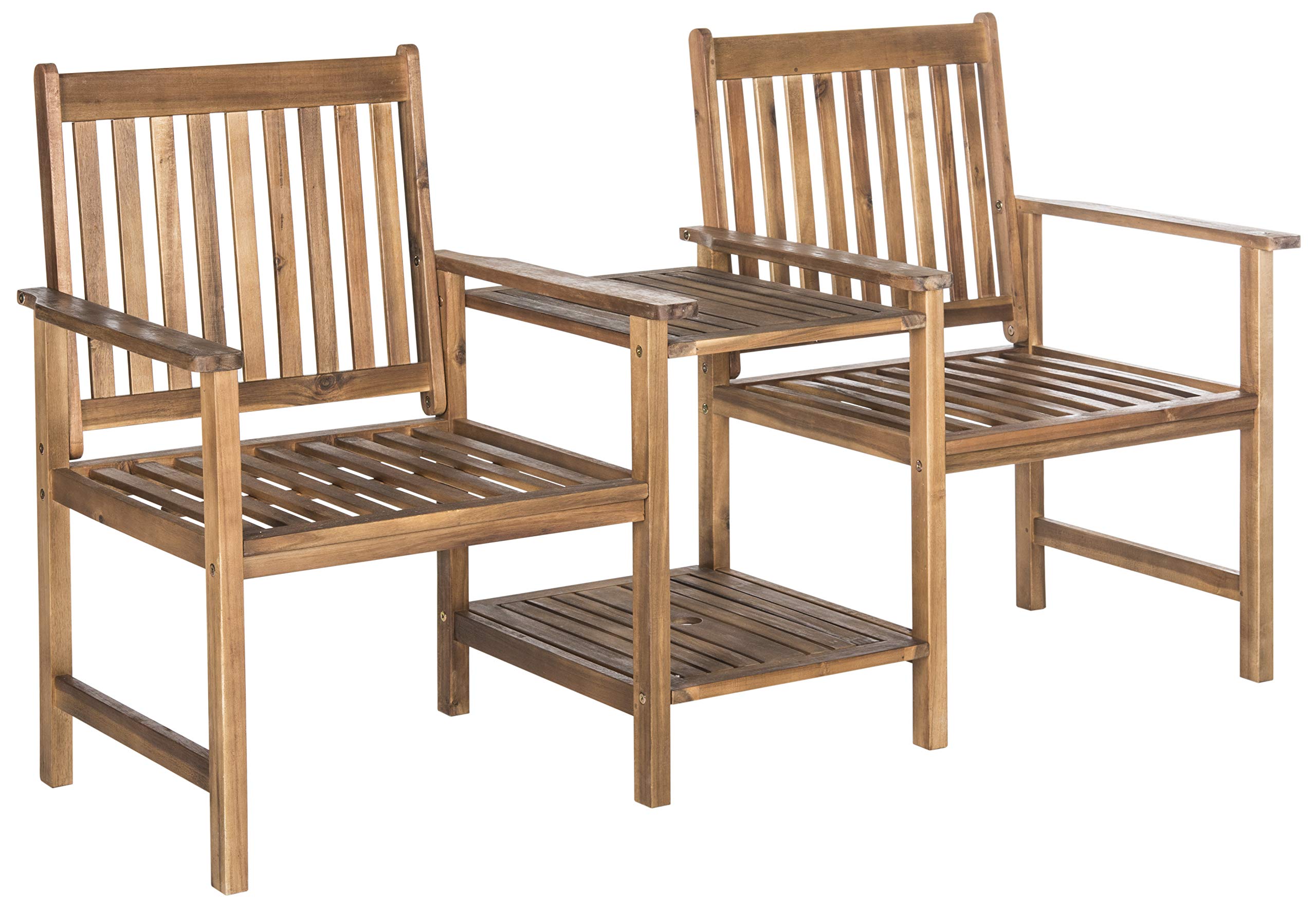 SAFAVIEH Outdoor Collection Brea Teak Brown Seat Bench