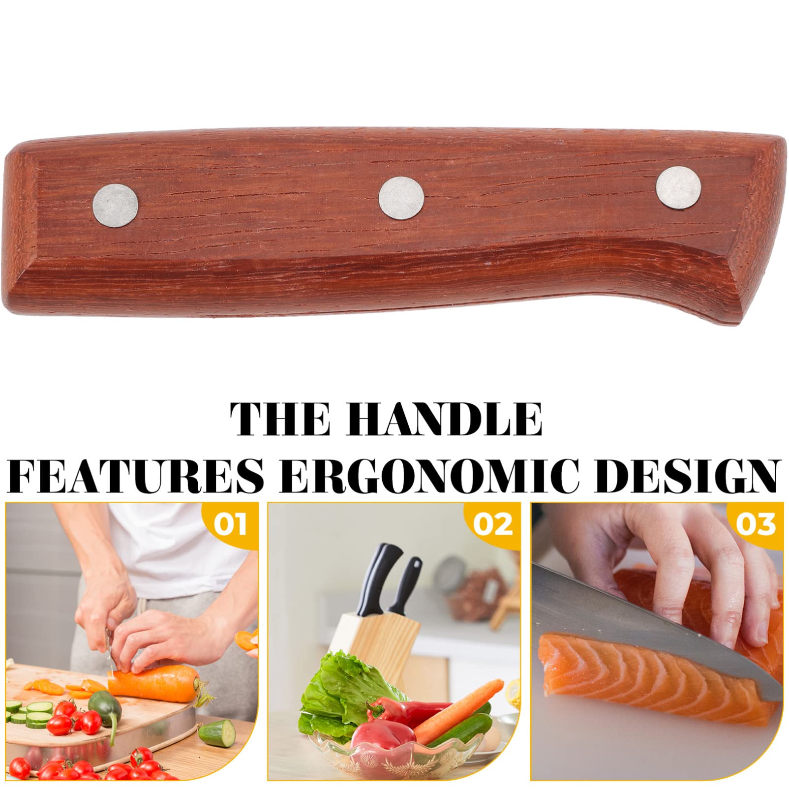 Hemoton Japanese Accessories Kitchen Knife Handle Replacement Ergonomic Cutter Grip Wood Knife Scales DIY Knife Repair Part Knife Making Accessory Knife Making Supplies