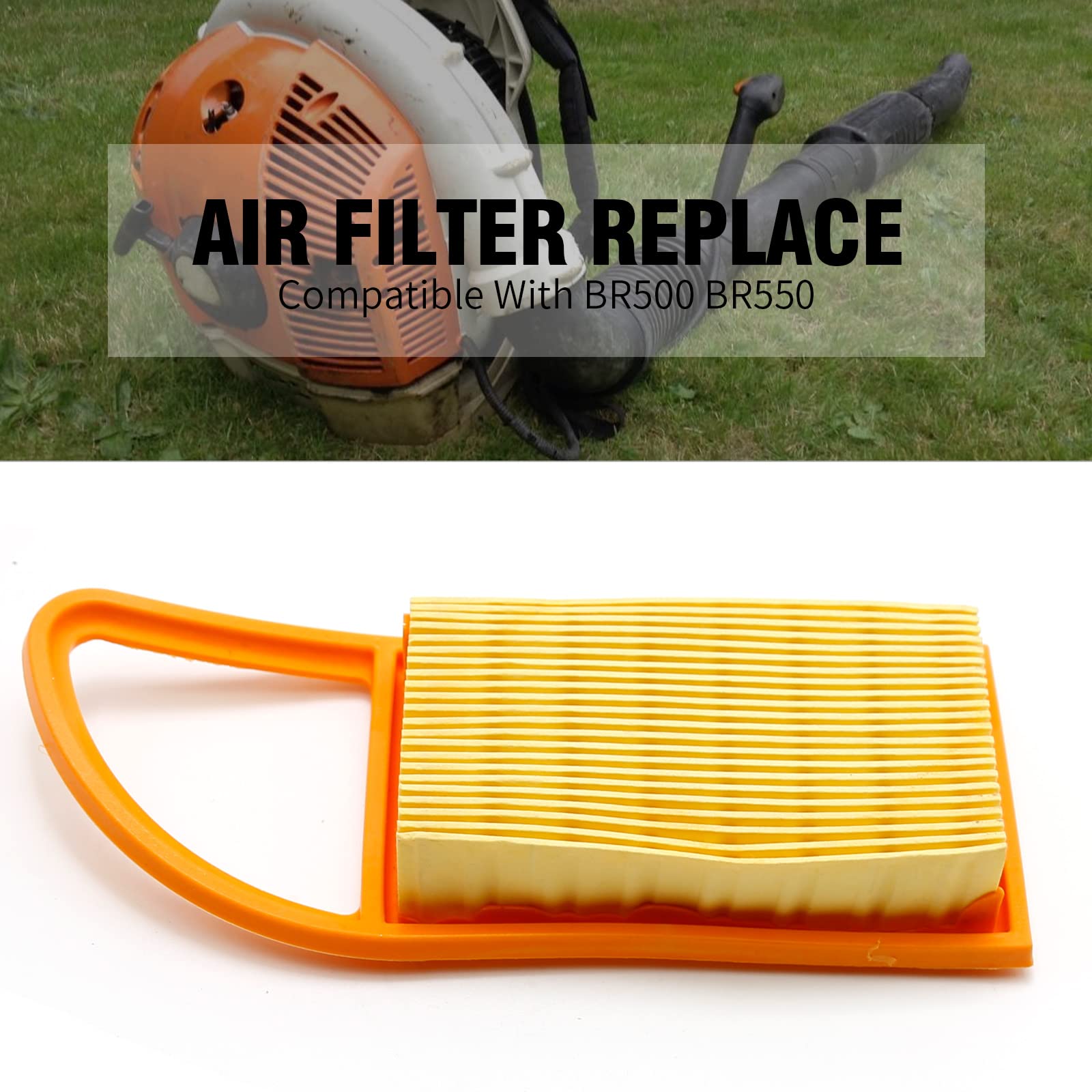 laffoonparts 2 Pack Air Filter Replacement for Stihl BR600 BR550 BR500 BR700 Backpack blowers Replace 4282 141 0300 4282 141 0300B Orange