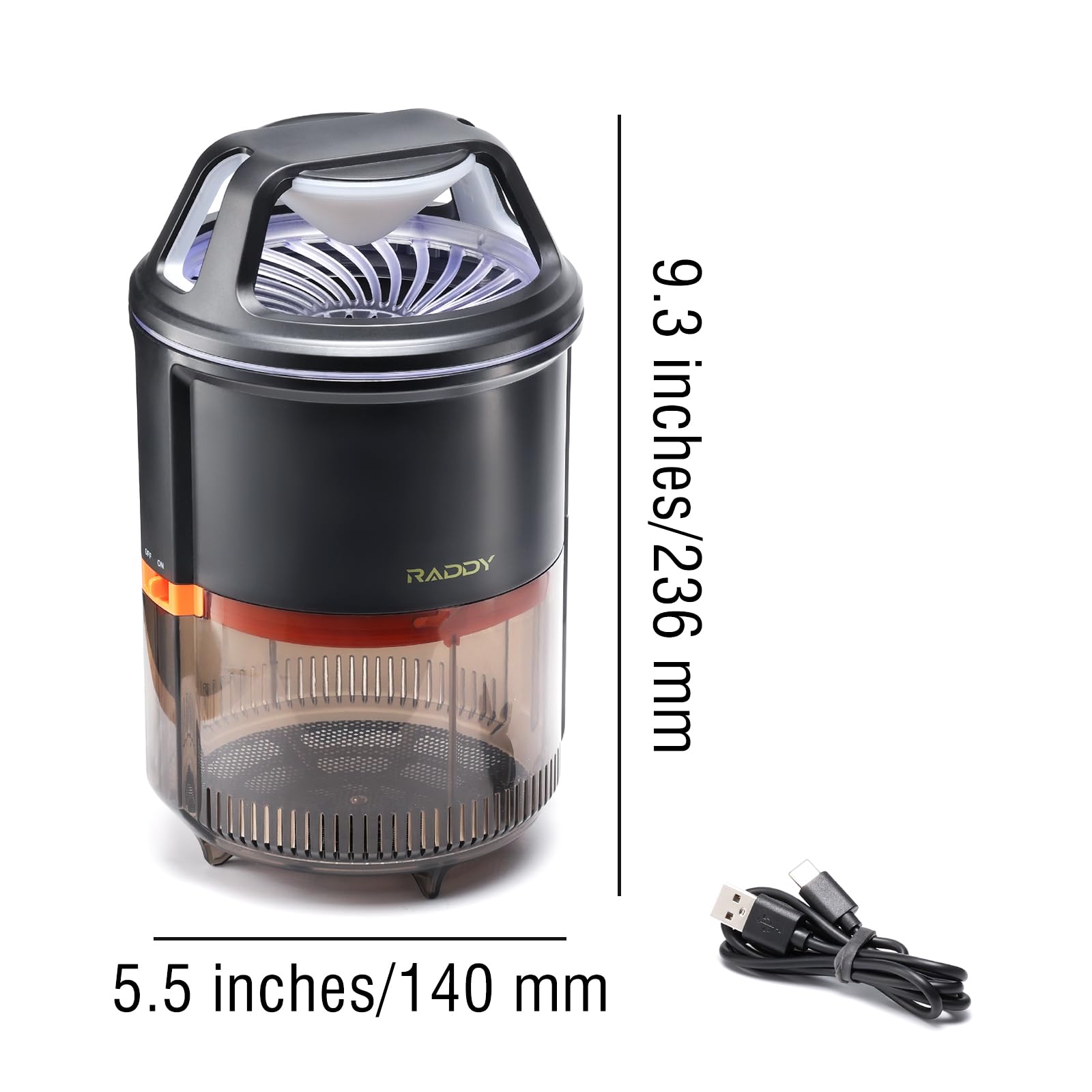 Raddy MS-1 Indoor Insect Trap with Suction, Electric Pest Killer for Fruit Fly/Mosquito/Gnats/Moths, Anti-Escape Net Design, Physical Pest Control, Flying Bug Catcher for Home Kitchen Greenhouse