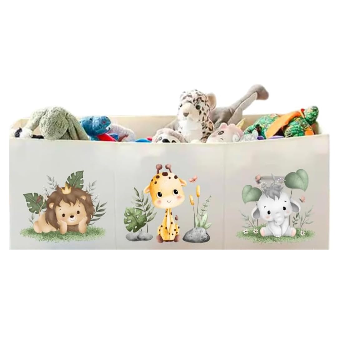 Kids Toy Storage Organizer Bin Box with Handles Large Capacity for Bedroom Playroom, Foldable Storage Box for Toys, Organizer for Stuffed Animals Dolls, Balls (Beige)