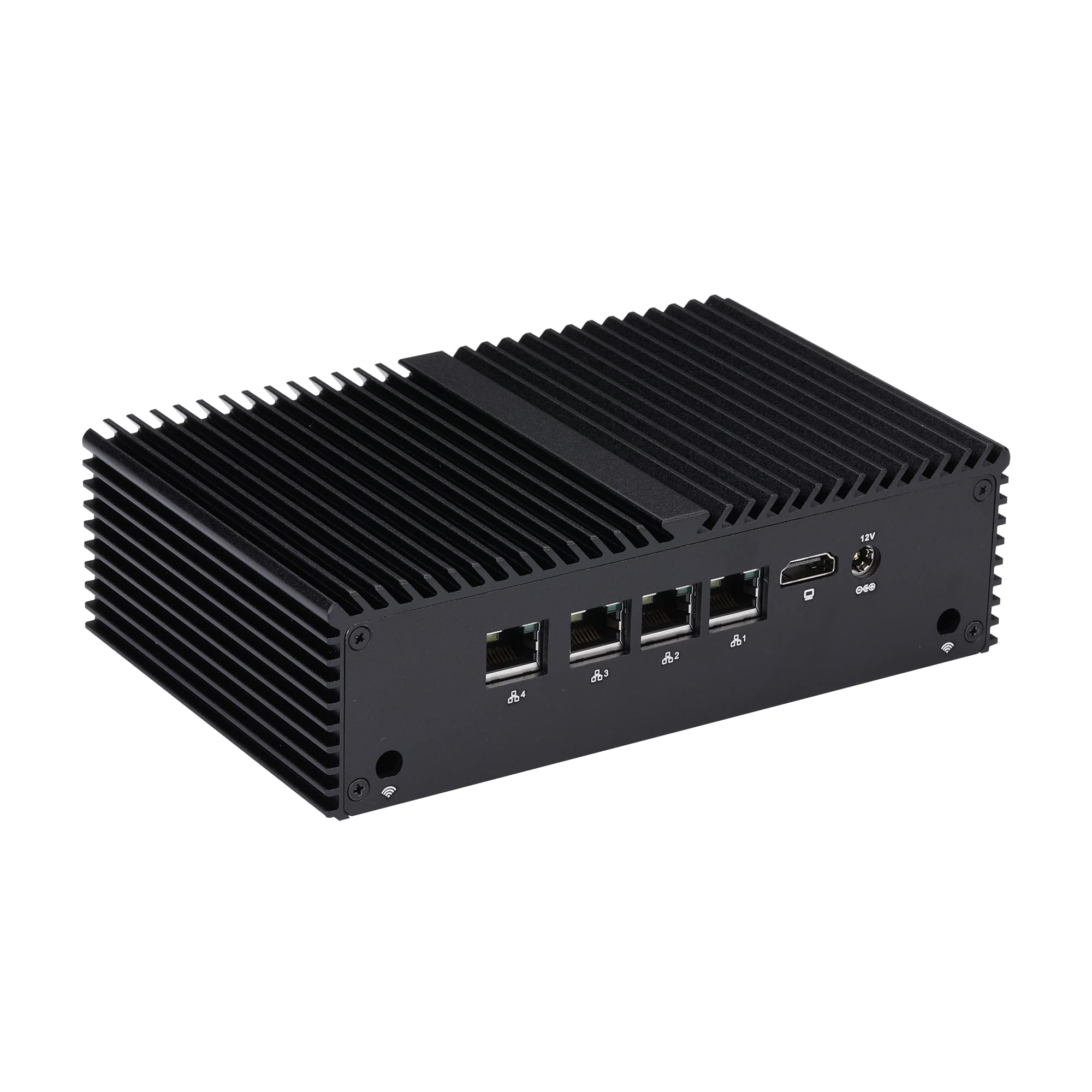 InuoMicro Fanless PC Micro Appliance G6412L4 Intel Celeron J6412, 2.0Ghz 8GB DDR4 128GB SSD with WiFi, M.2 for 5G, Router Firewall Proxy Access Point Small Business Desktop Home Firewall Device
