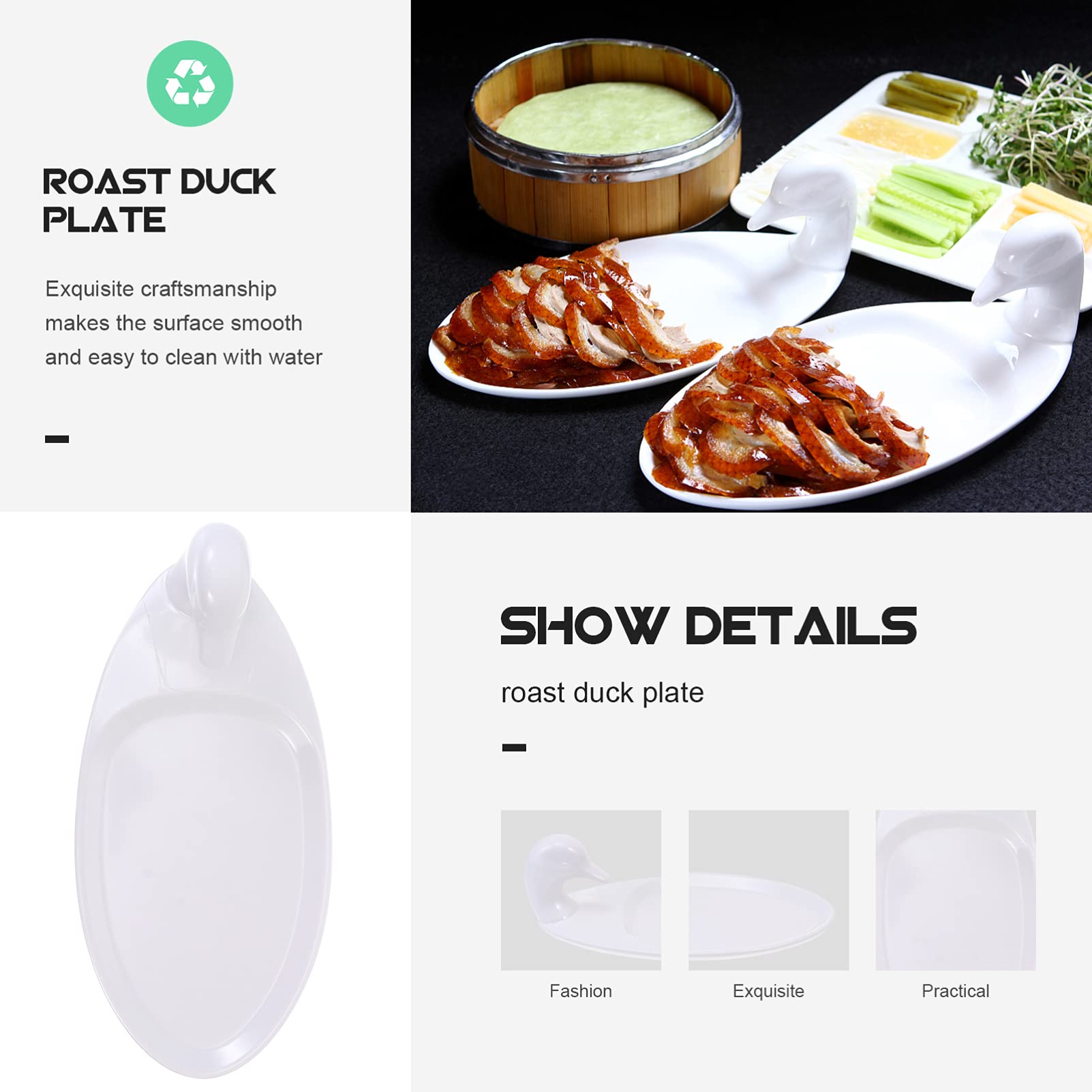 Hemoton Roasting Plate 1pc Roast Chicken and Plate Breakfast Tray Plate Cookie Plate Appetizer Plate Biasuit Plate Dinner Ceramic Cake Plate Dinner Plates Fish Dish Sushi White Melamine
