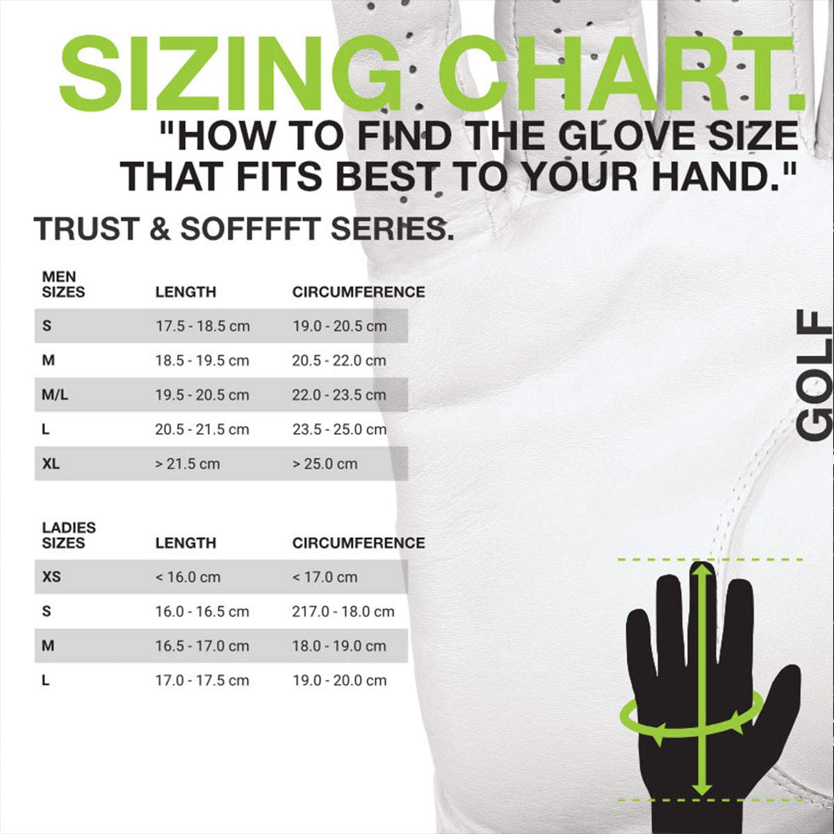 HIRZL Trust Control 2.0 – Men's All-Weather Golf Glove (White/Black) | Kangaroo Leather Palm | Cabretta Leather Backhand - Trusted by Pro’s, Medium, Worn Left Hand (Pack of 5)