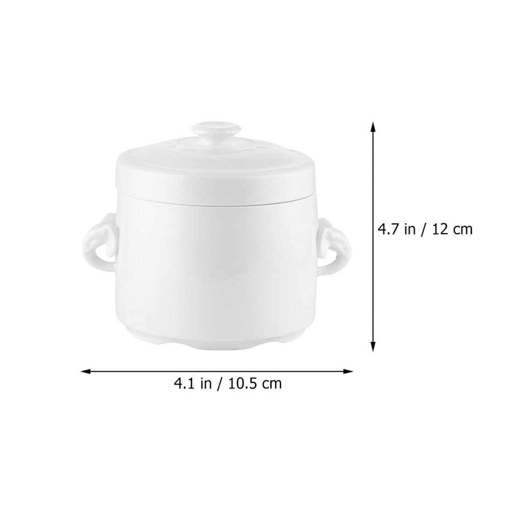Hemoton Stew Pot Small Ceramic Stew Pot Miso Soup Bowl With Lid Chinese Style Bowl For Birds Nest Tonic Noodle Soup Salad Pasta - 9.3Oz(275ml)