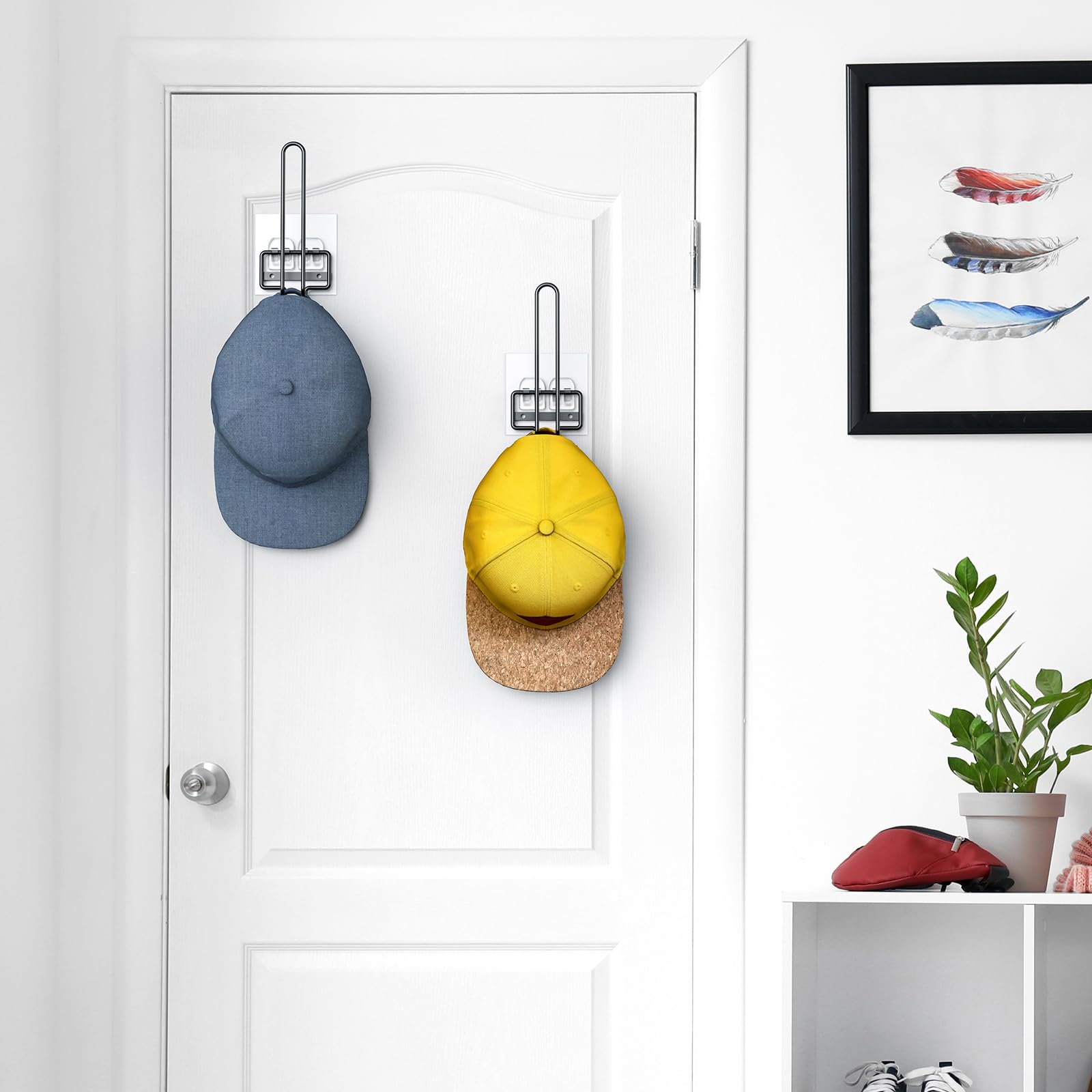 ORLESS Hat Rack for Baseball Caps, Adhesive 2 Pack Hat Organizer for Wall Mount, Storage Holds Up to 20 Caps, Hat Holder for Closet Bedroom, Strong Hat Hanger