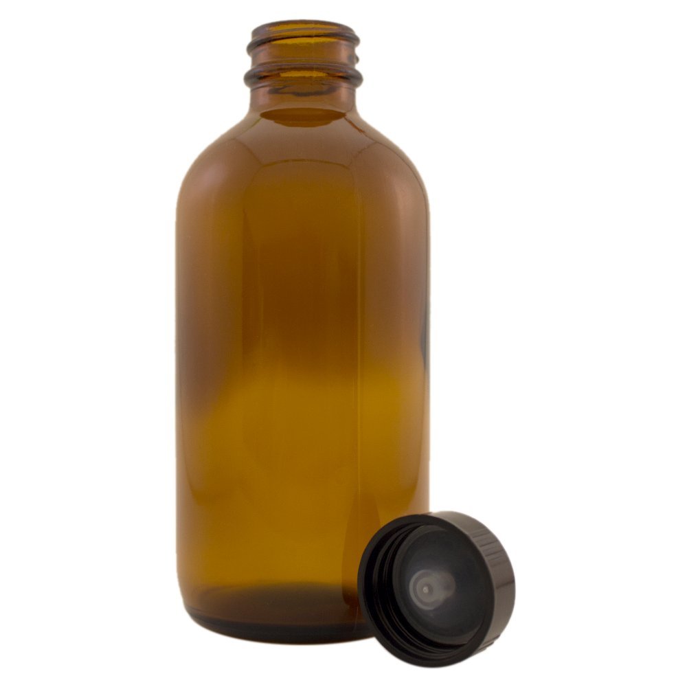 Tcllka Amber Boston Round Glass Bottle w/cap 8 oz ea Y