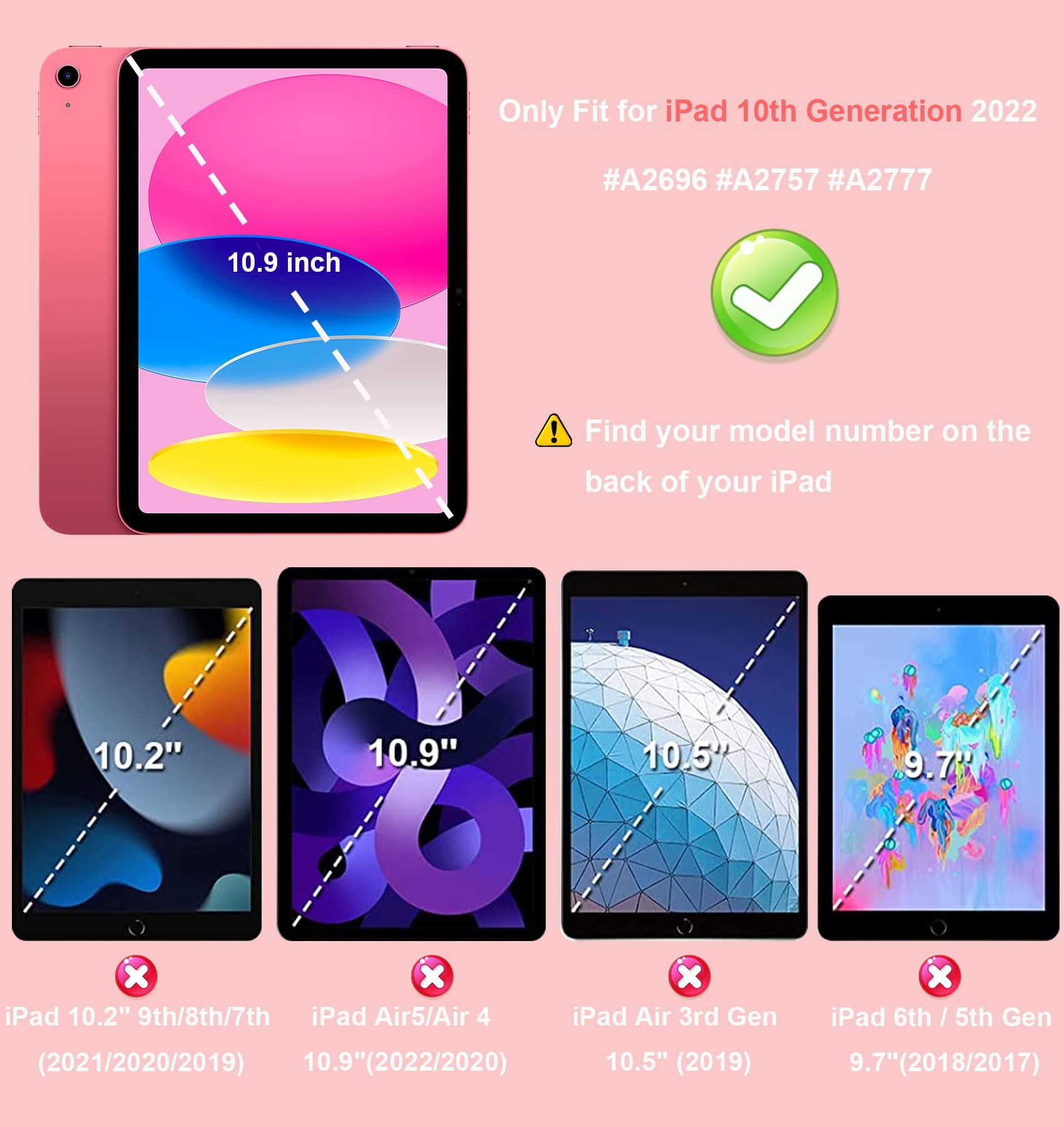 iPad 10th Generation Case, CCMAO iPad Case 10th Generation 2022 10.9 Inch with Screen Protector & Pencil Holder & Kickstand, Crystal Transparent Back Heavy Duty Shockproof Protective Cover, Clear