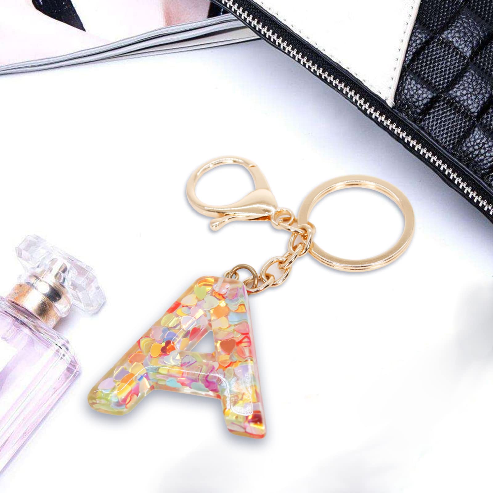 Hisuper Boho Keychains Pom Pom Tassel Macrame Keyring Alphabet Initial Letter M Keychain Pendant Car Key Ring for Purse Handbags Women Girl