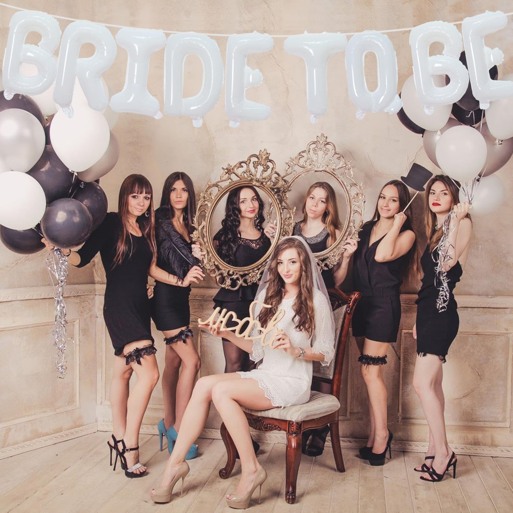 Tellpet Bride To Be Balloons Banner for Bridal Shower, Bride Balloons Bachelorette Party Decorations, White